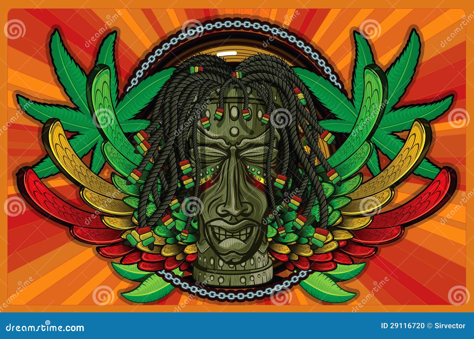 Rasta Tiki stock illustration. Illustration of decorative - 29116720