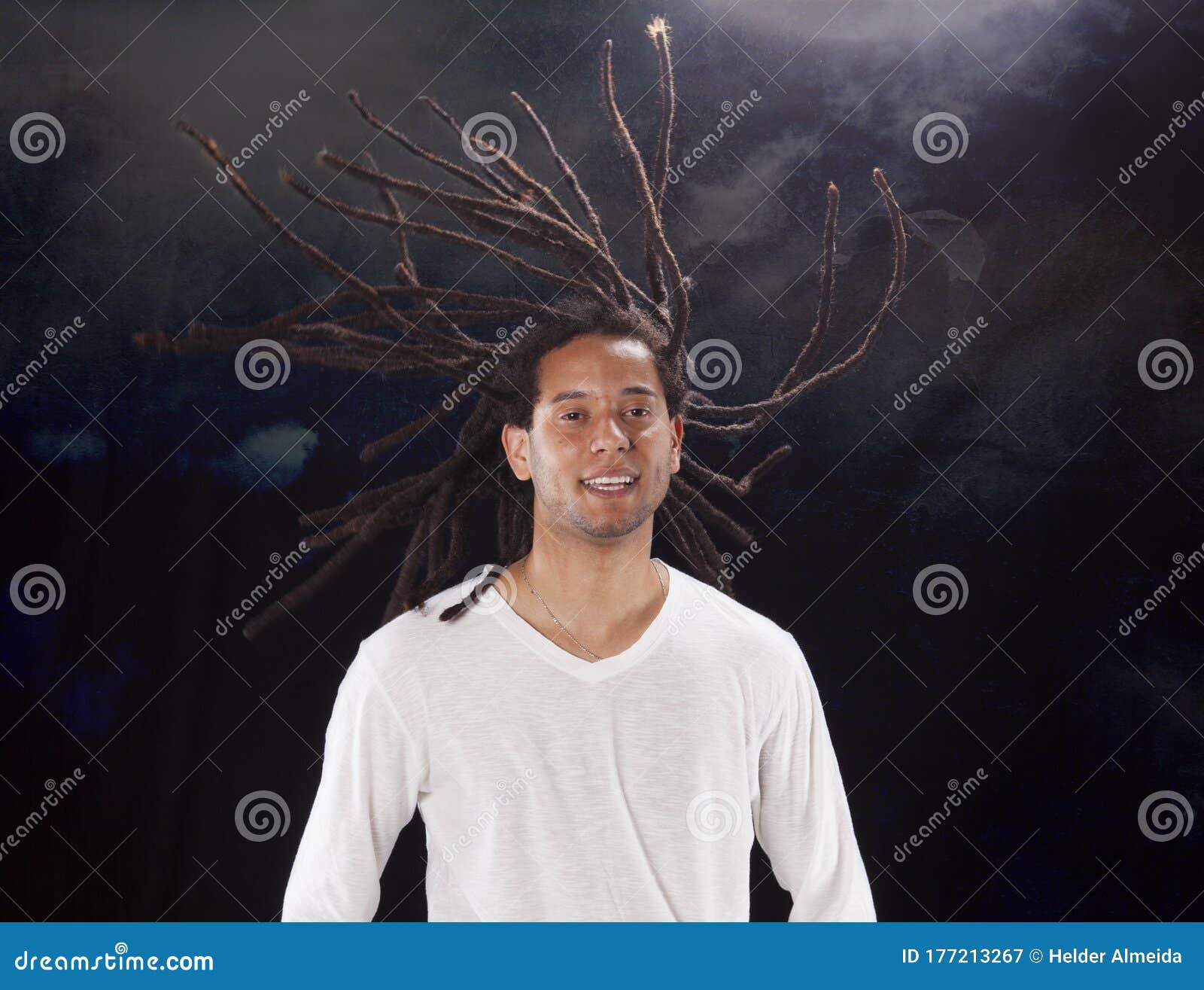 Rastafari Man with Flying Hair Stock Image - Image of hairstyle ...