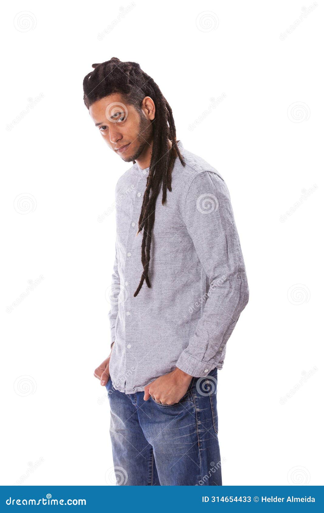 Rastafari Young Man Isolated on White Stock Image - Image of confident ...