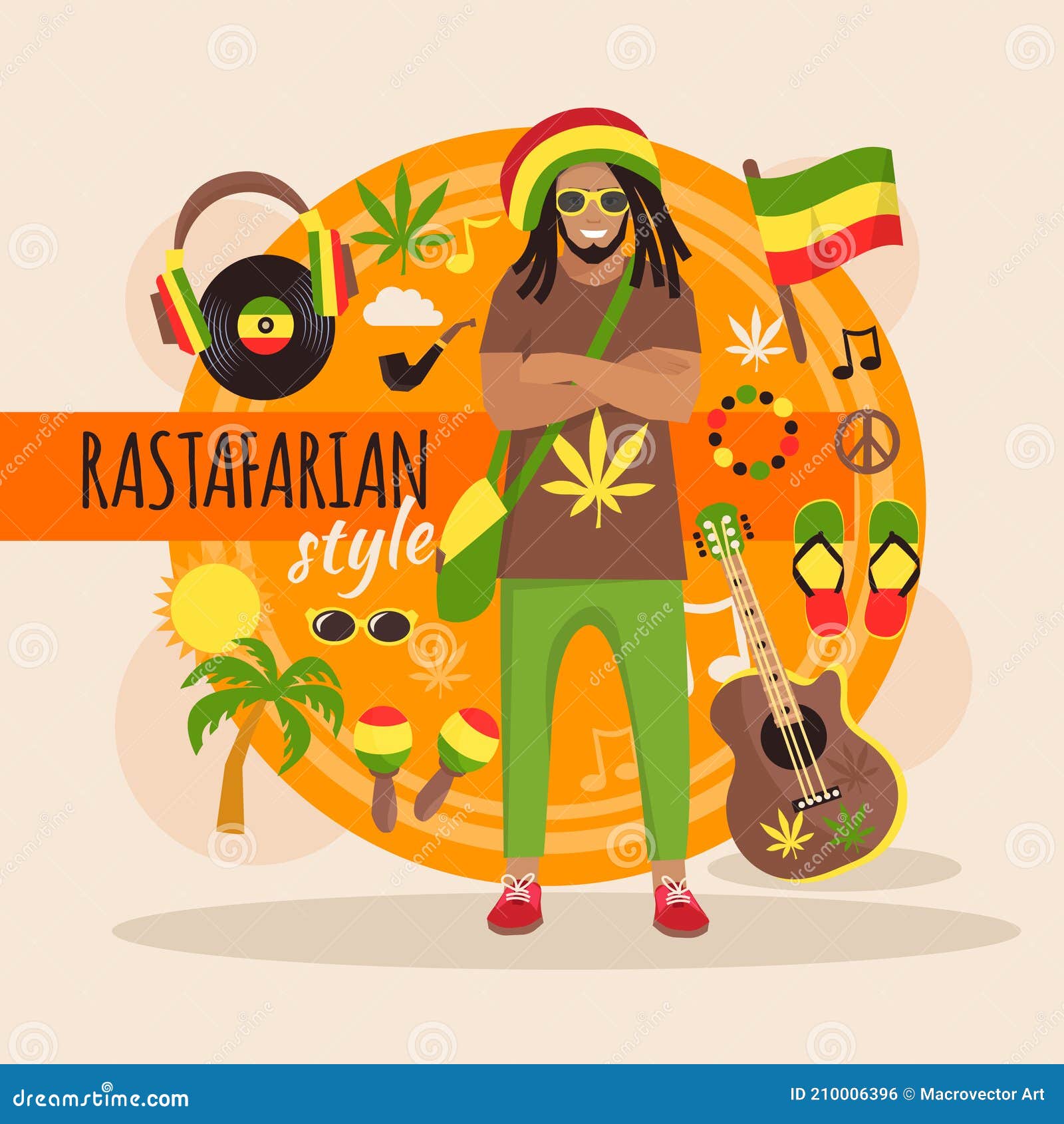 Rastafarian Character Pack for Man Stock Vector - Illustration of ...