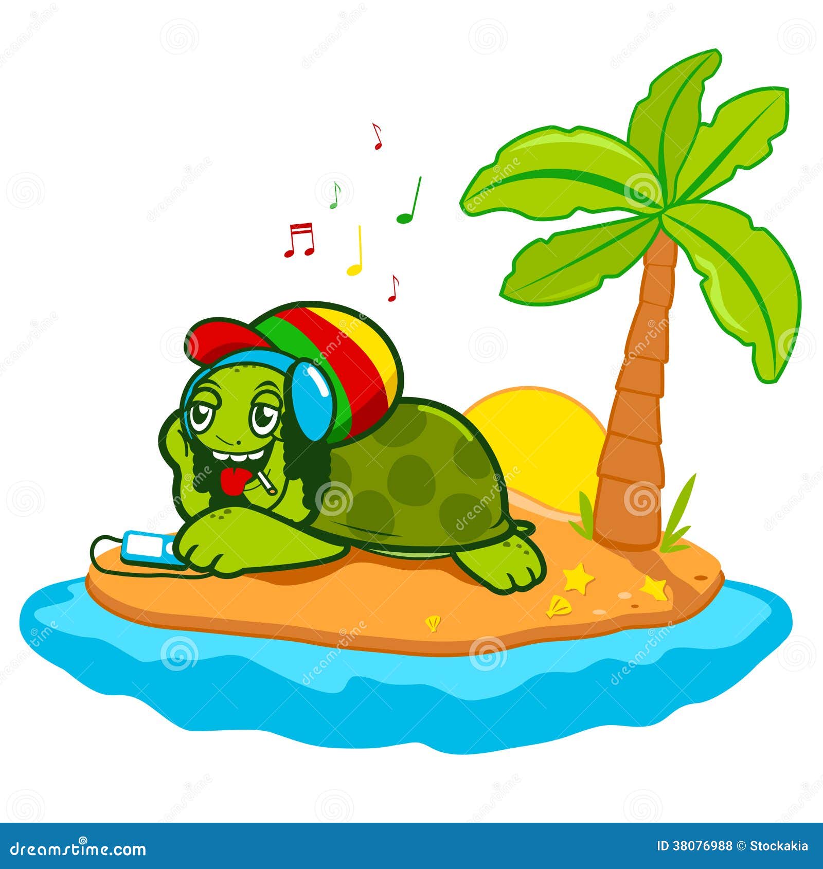 Rastafarian sea turtle stock vector. Illustration of vacations - 38076988