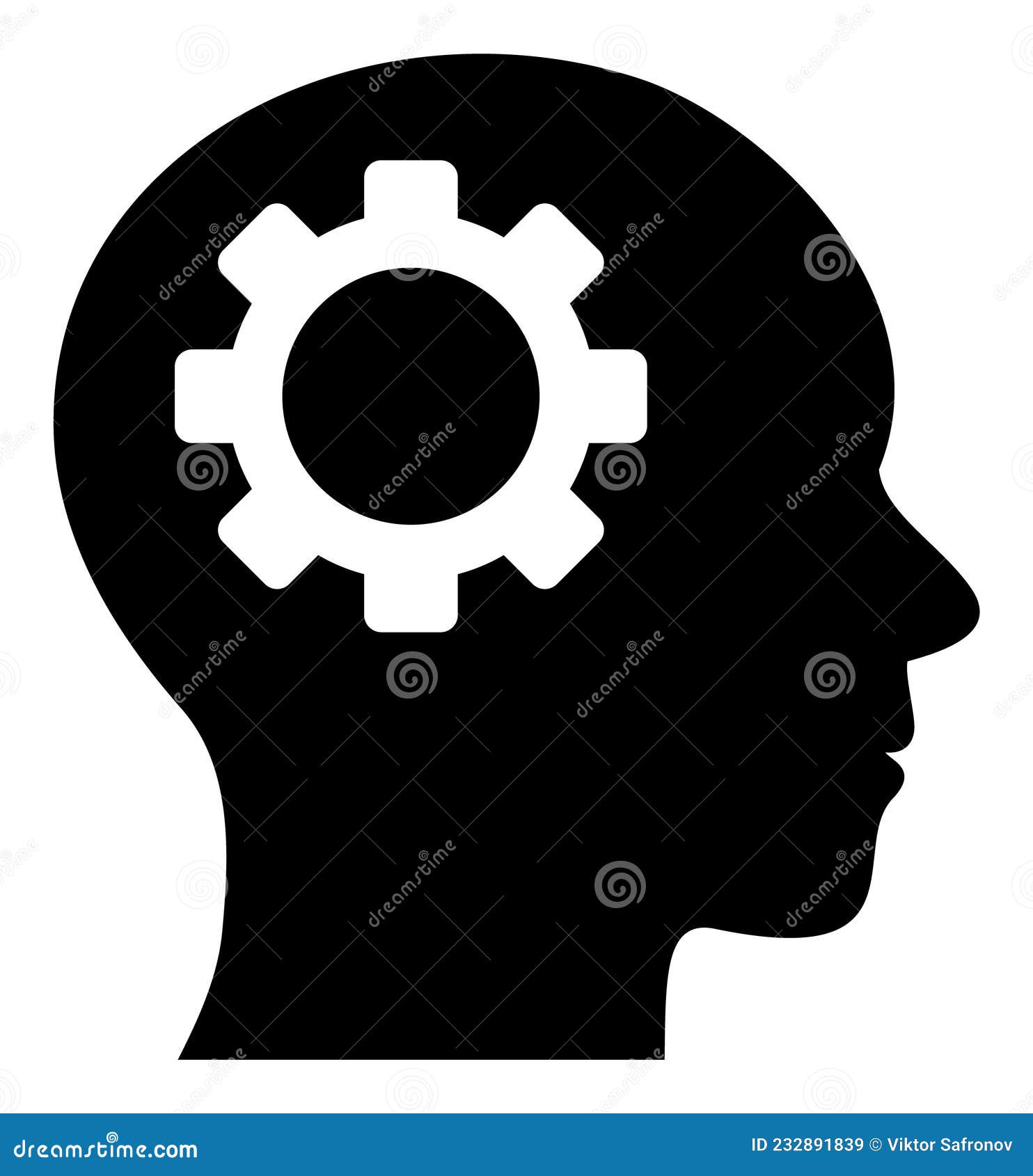 Raster Brain Gear Flat Icon Symbol Stock Illustration - Illustration of ...