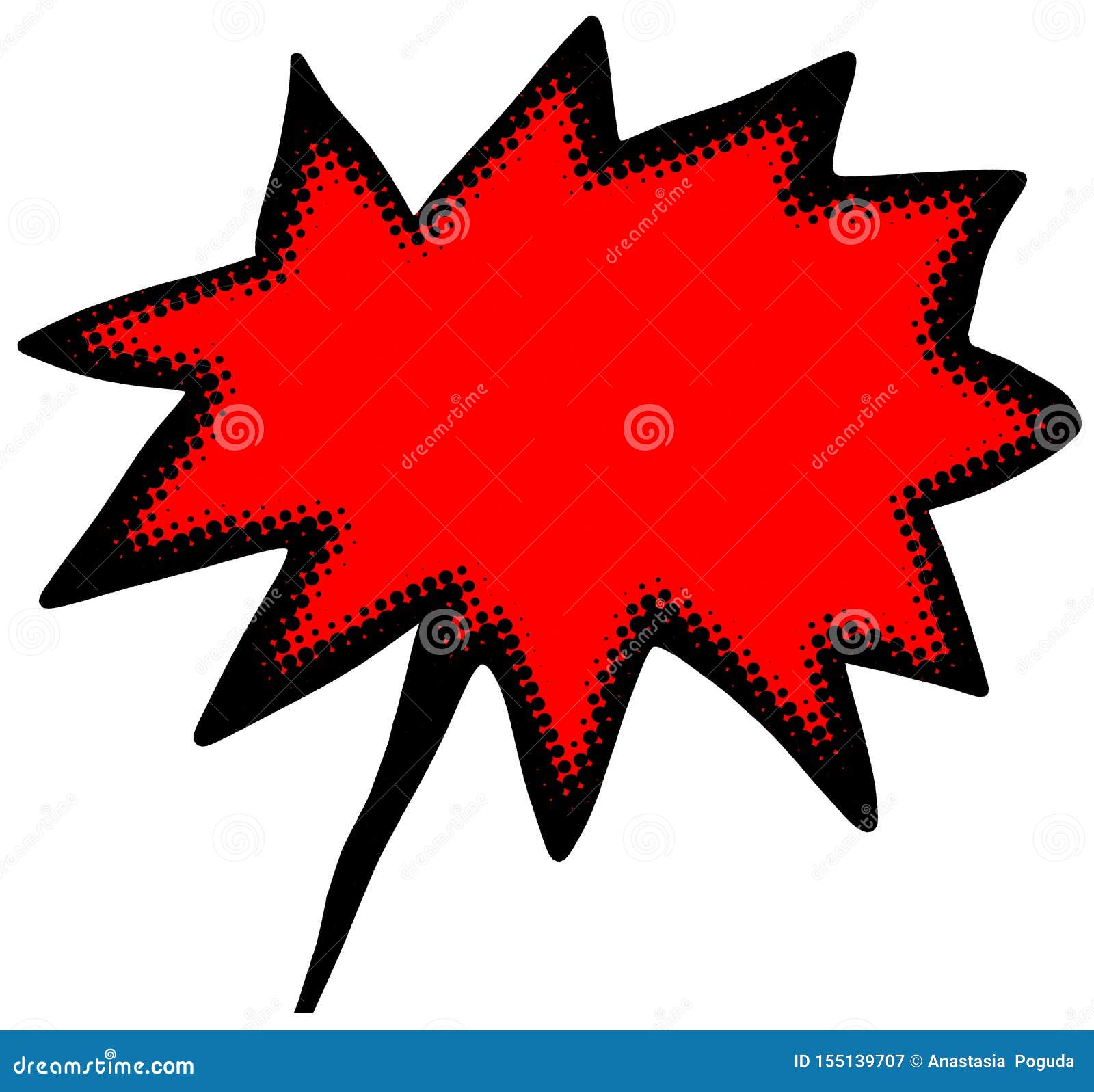Raster Comic Empty Red Bubble Speech in Pop Art Style. Hand Drawing ...
