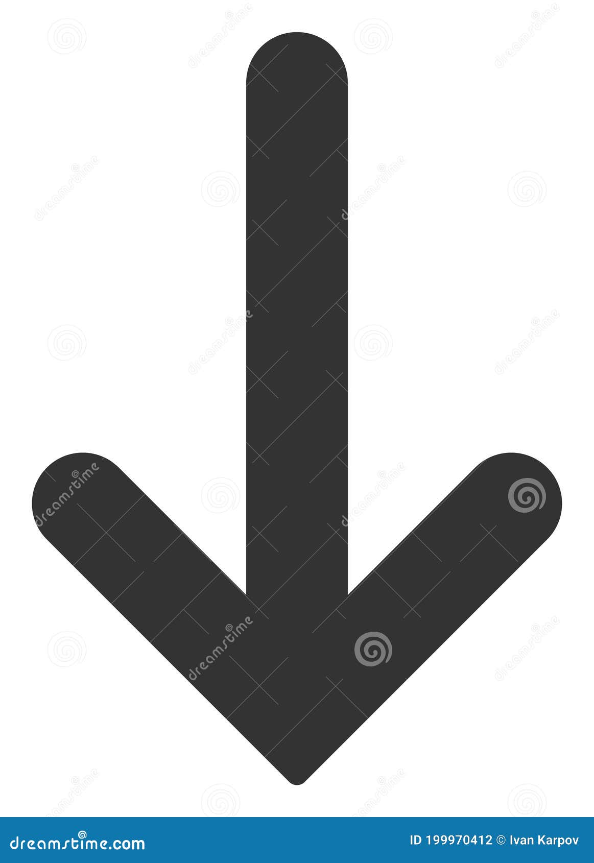 Raster Down Arrow Flat Icon Symbol Stock Illustration - Illustration of ...