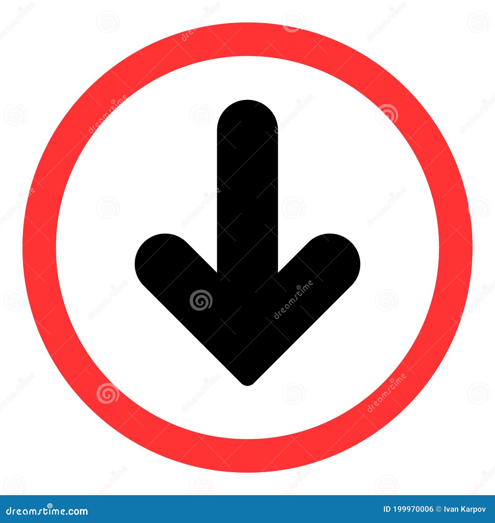 Raster Down Pointer Flat Icon Symbol Stock Illustration - Illustration ...