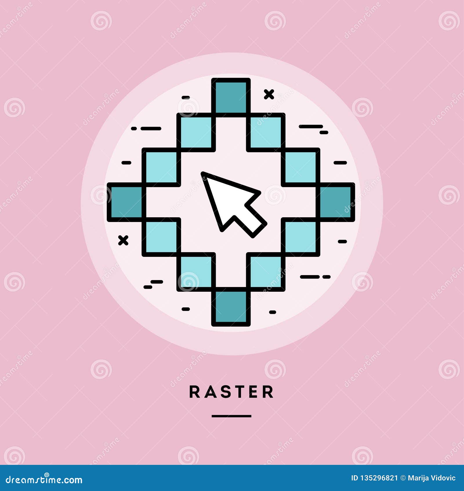 Raster, Flat Design Thin Line Banner. Vector Illustration. Stock Vector ...