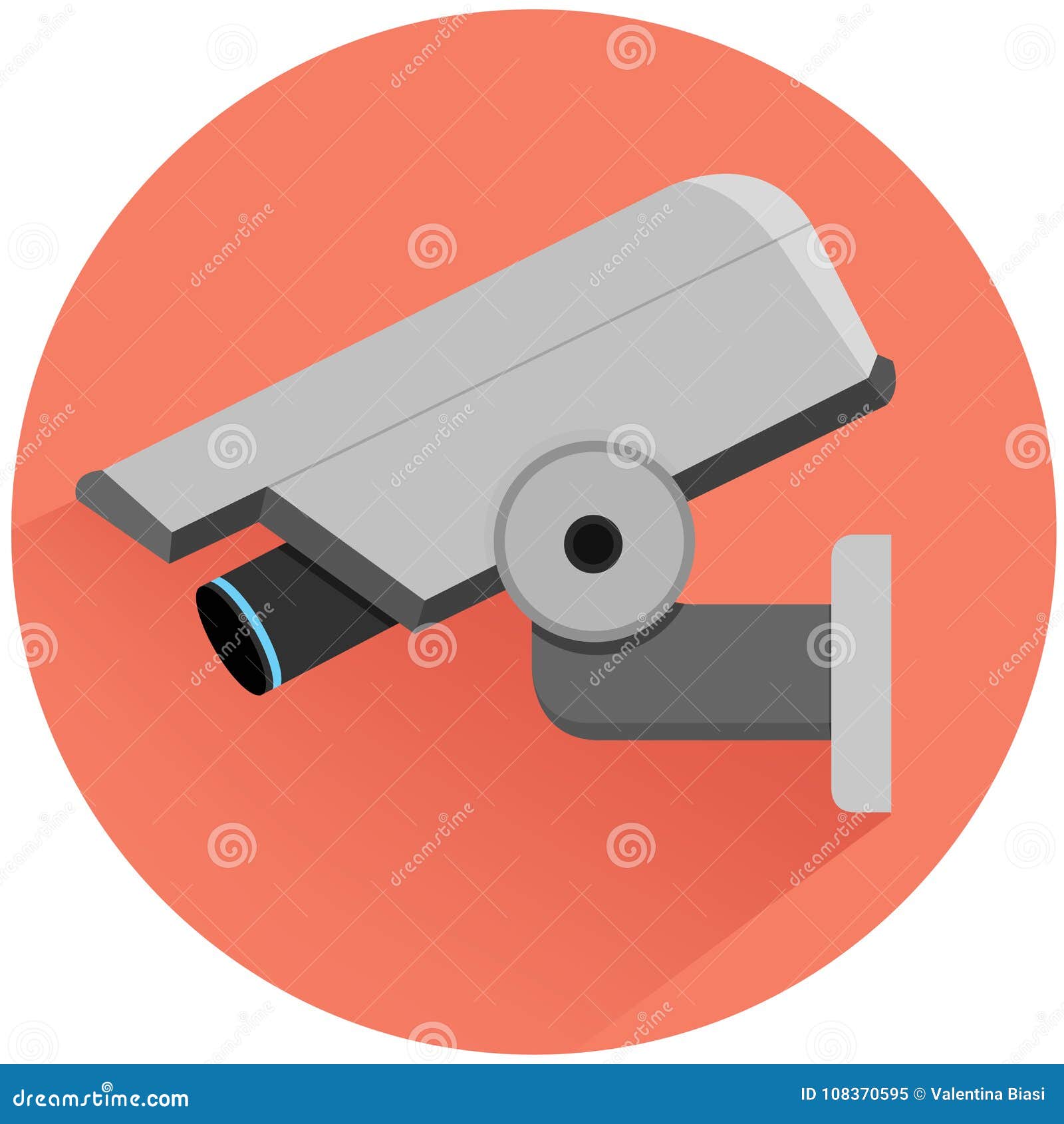 Security Camera, Flat Icon on Red Dot Stock Image - Illustration of ...