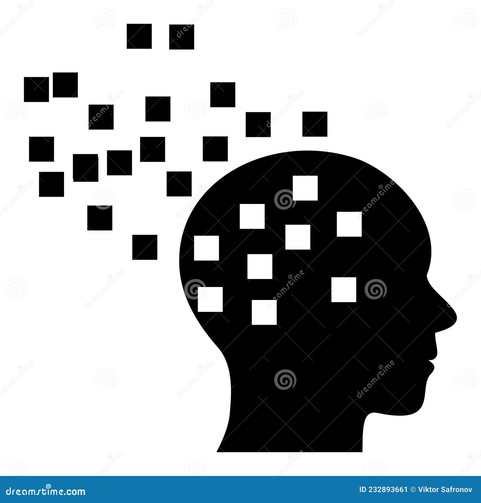 Raster Mind Disintegration Flat Icon Illustration Stock Illustration ...
