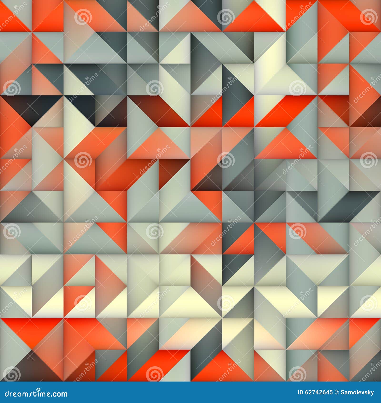 Raster-nahtloses Orange Grey Gradient Triangle Irregular Grid-Quadrat ...