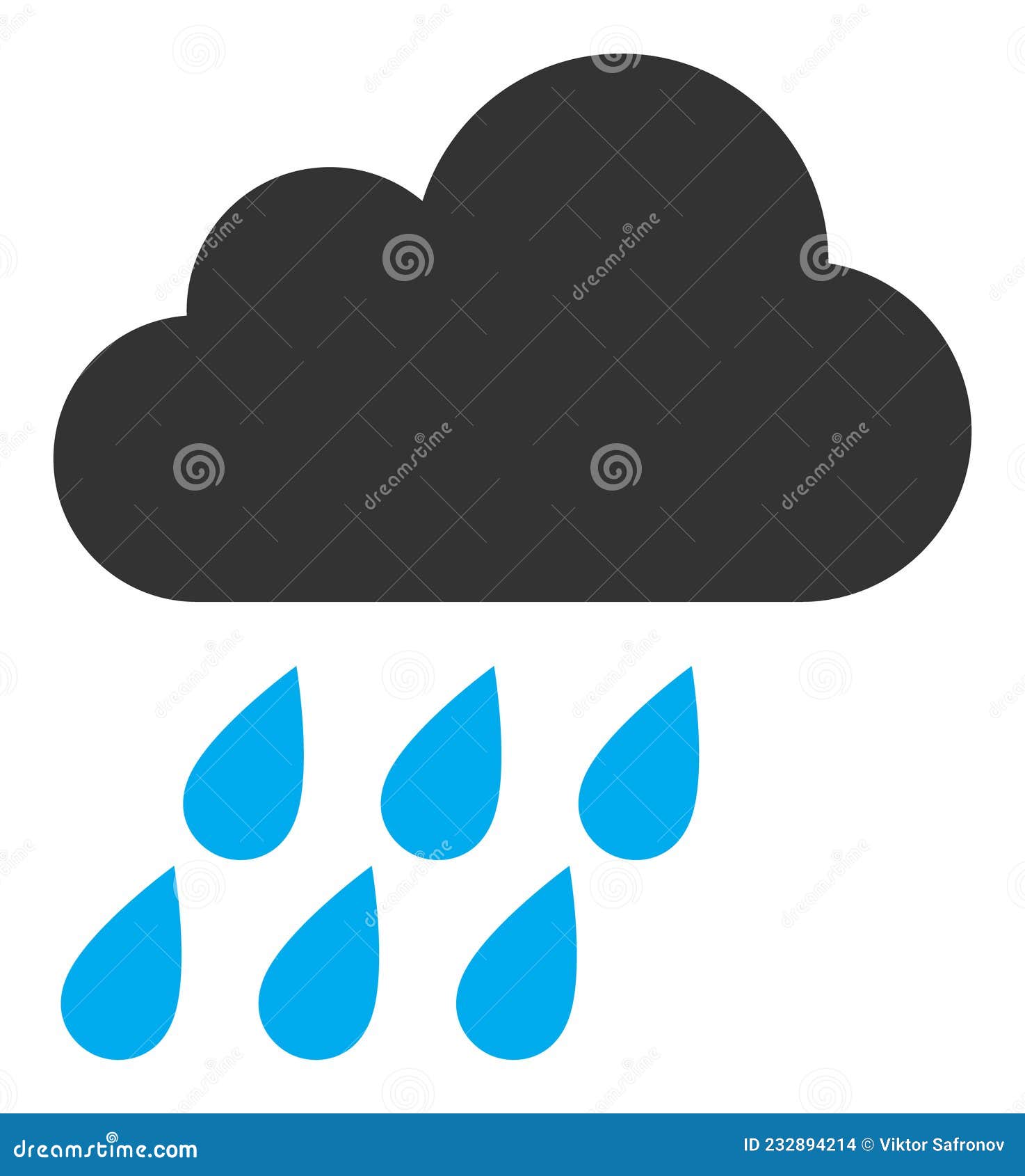Raster Rain Cloud Flat Icon Image Stock Illustration - Illustration of ...