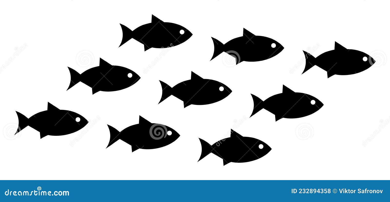 Raster School of Fish Flat Icon Symbol Stock Illustration ...