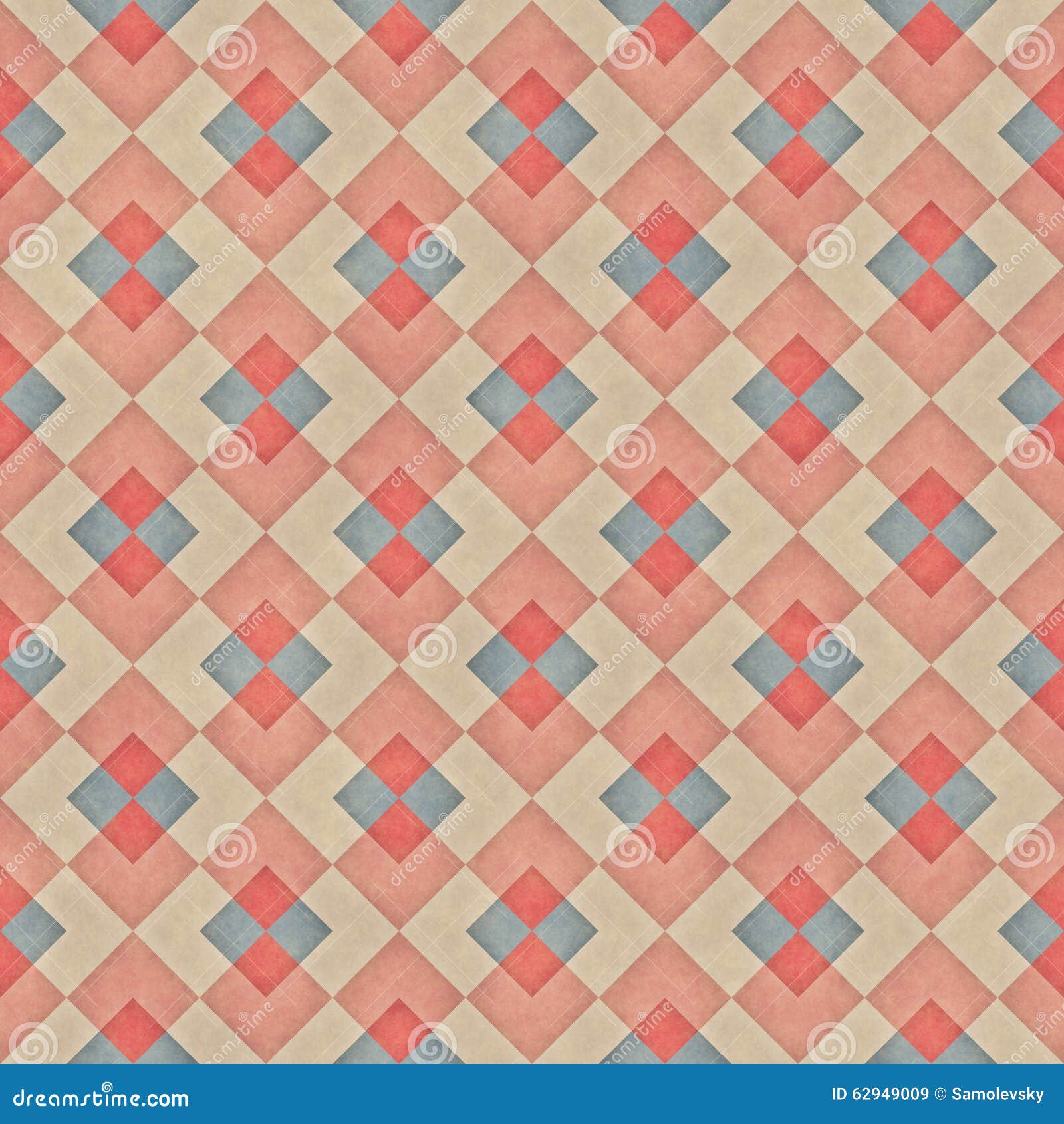 Raster Seamless Diagonal Red Blue Tan Stripe Rhombus Blocks Grid Grunge ...