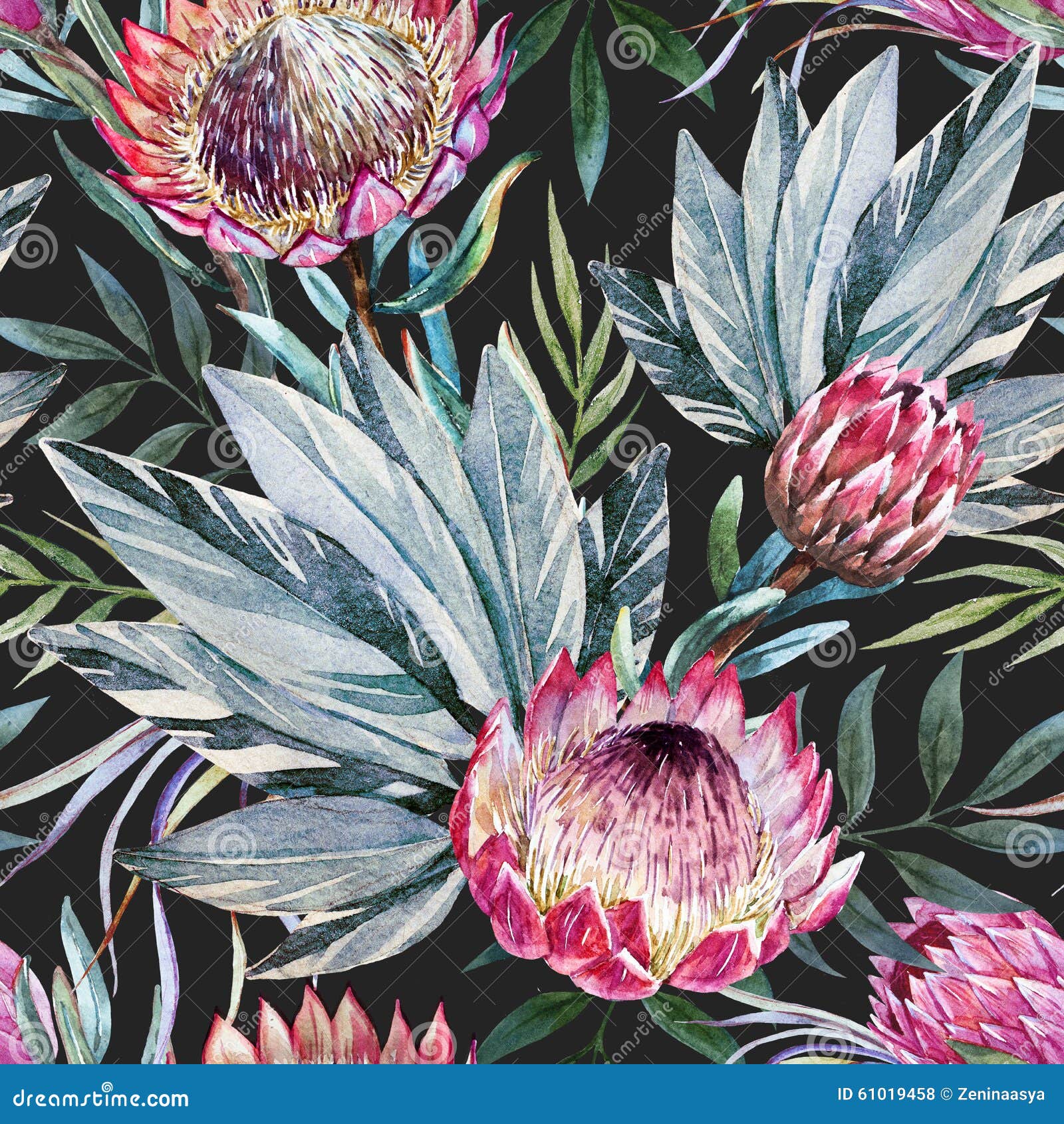 Protea Pattern. Floral Seamless Background For Fabric Design With ...
