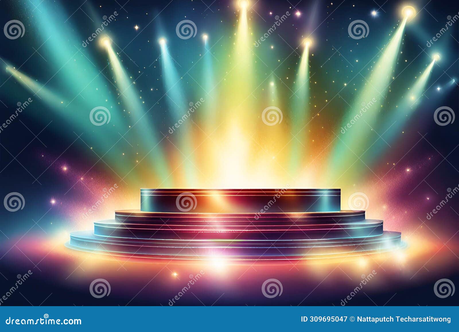 Raster Version of Vector Stage with Sparkles Stock Illustration ...