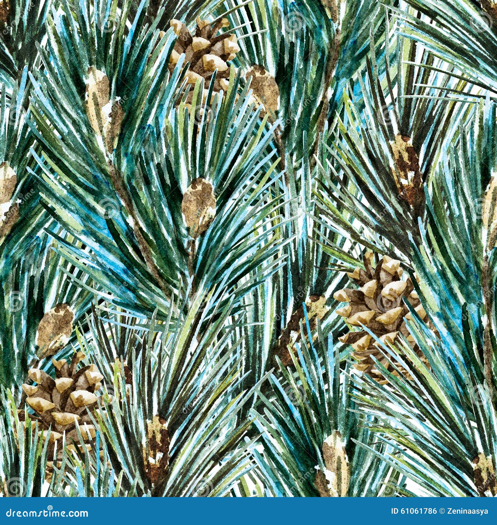 Raster Watercolor Christmas Tree Pattern Stock Photo - Image of ...