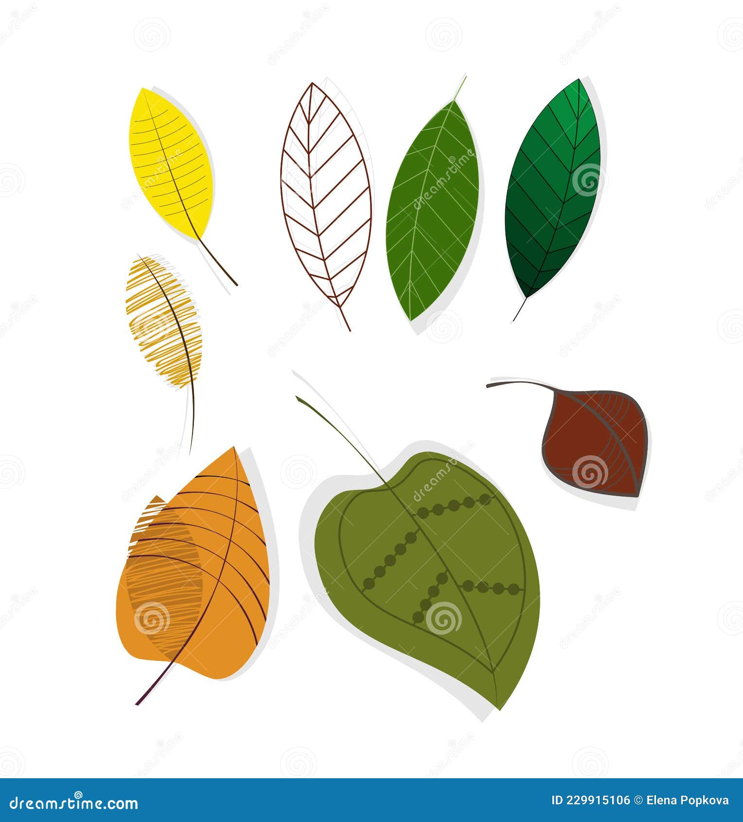 Rasterized Copy: Set of Natural Elements Leaves, Branches with an ...