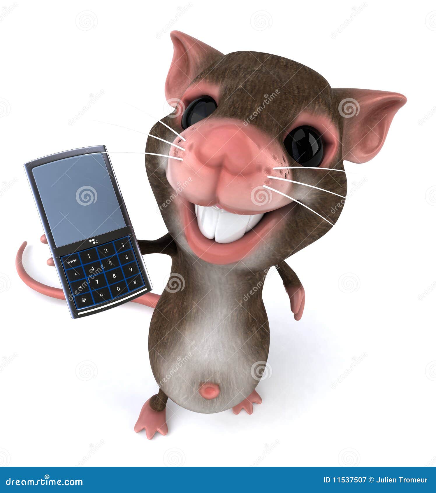 Ratón Con Un Teléfono Móvil Stock de ilustración - Ilustración de rata ...