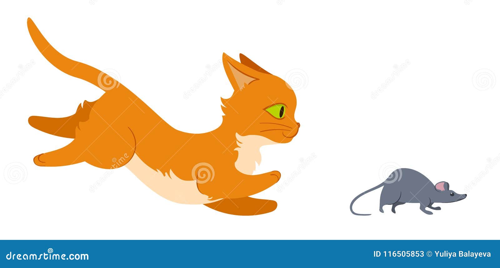 Ratón que corre de gato ilustración del vector. Ilustración de saltar ...