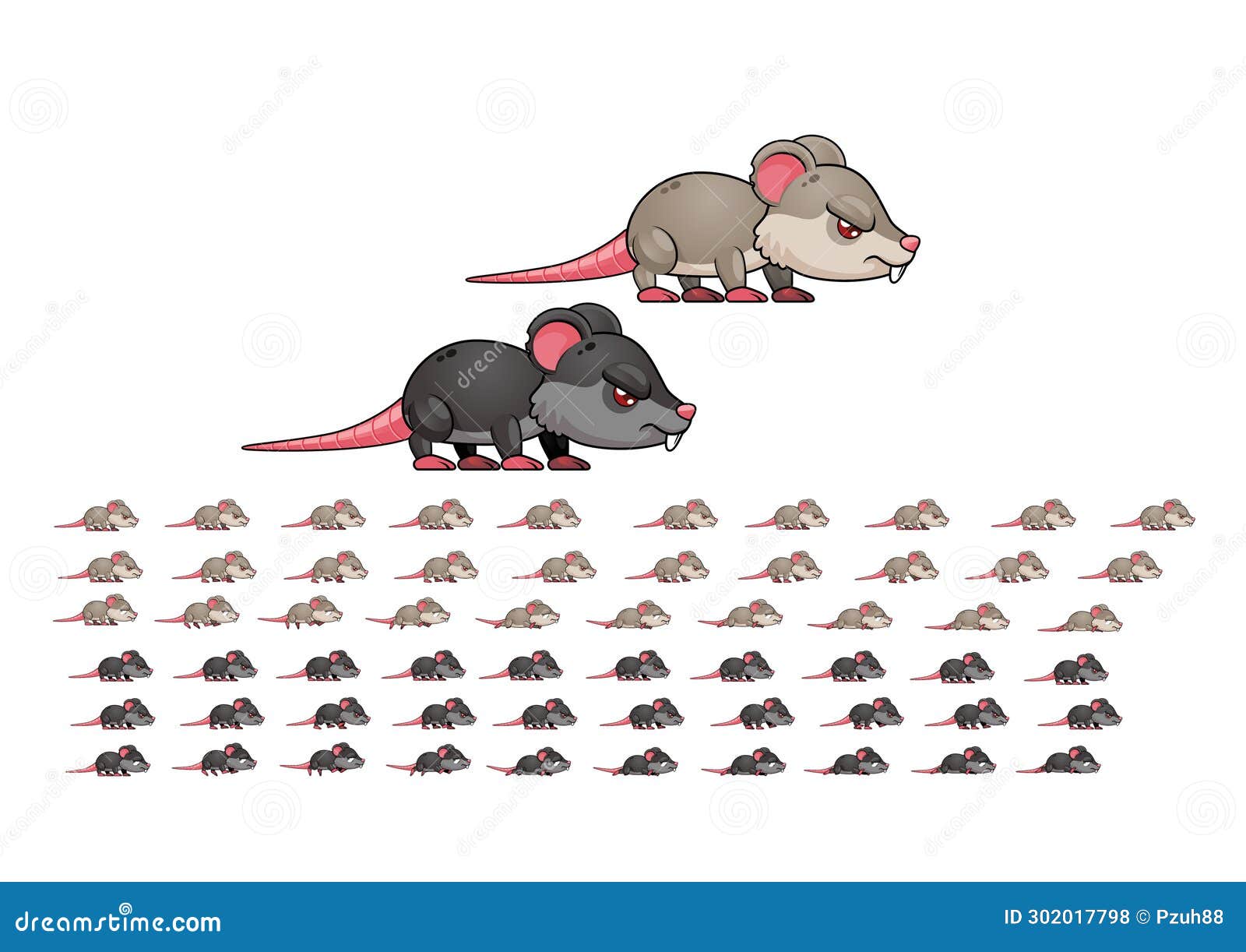 Rat Monster Animated Game Character Sprite Stock Vector - Illustration ...