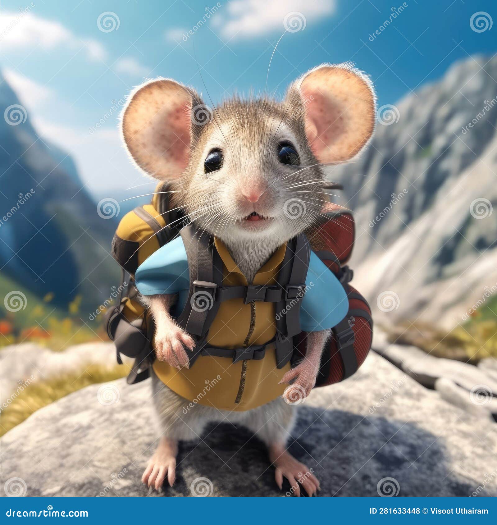 Rat with a Backpack Walking on a Trip, Travelers and Tourists Concept ...