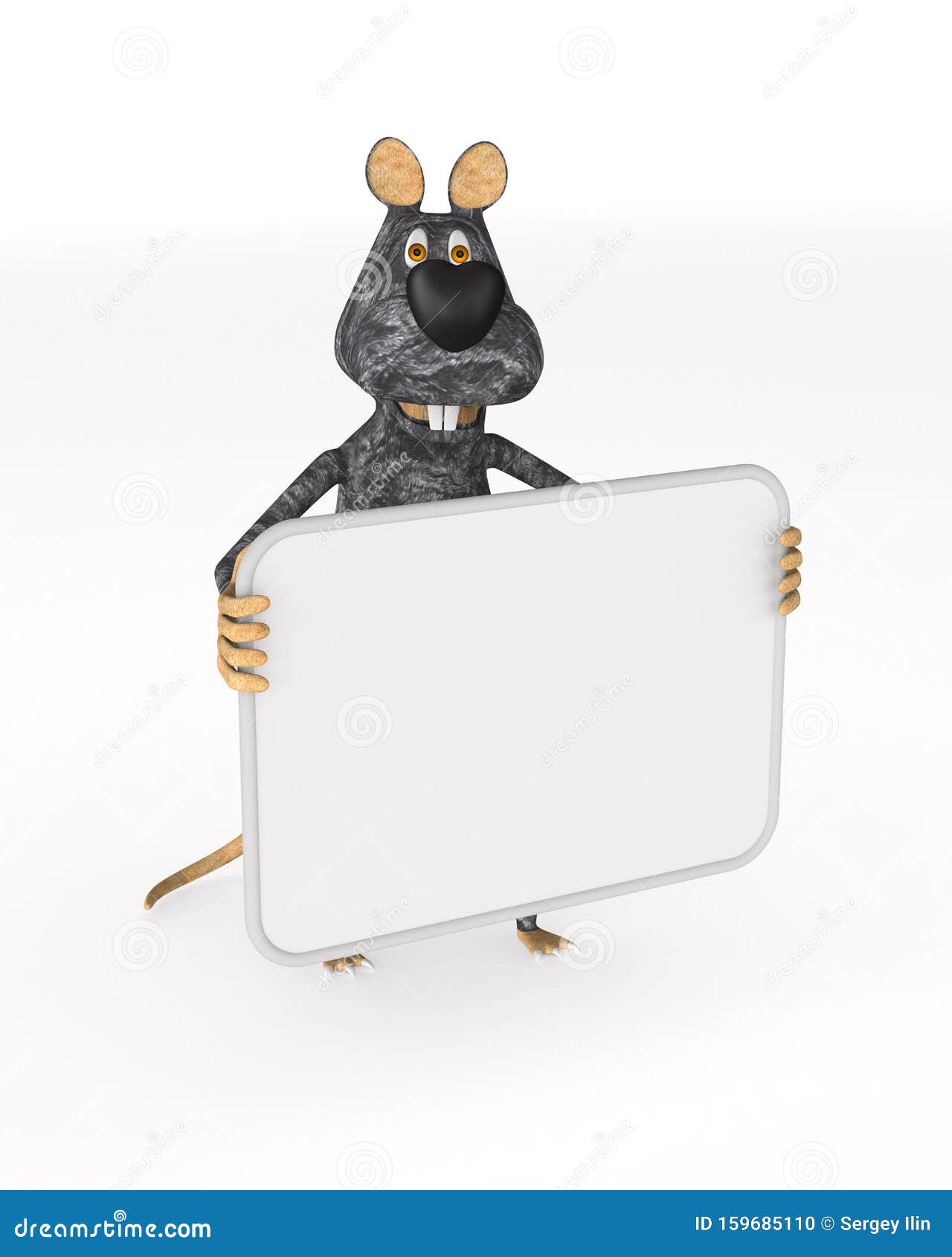 Rat with Banner on White Background. Isolated 3d Illustration Stock ...