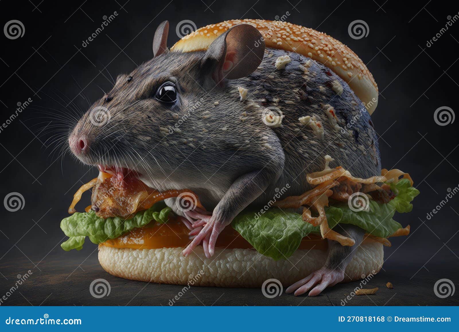 Rat in Burger Hyper Realistic Generative AI Stock Illustration ...