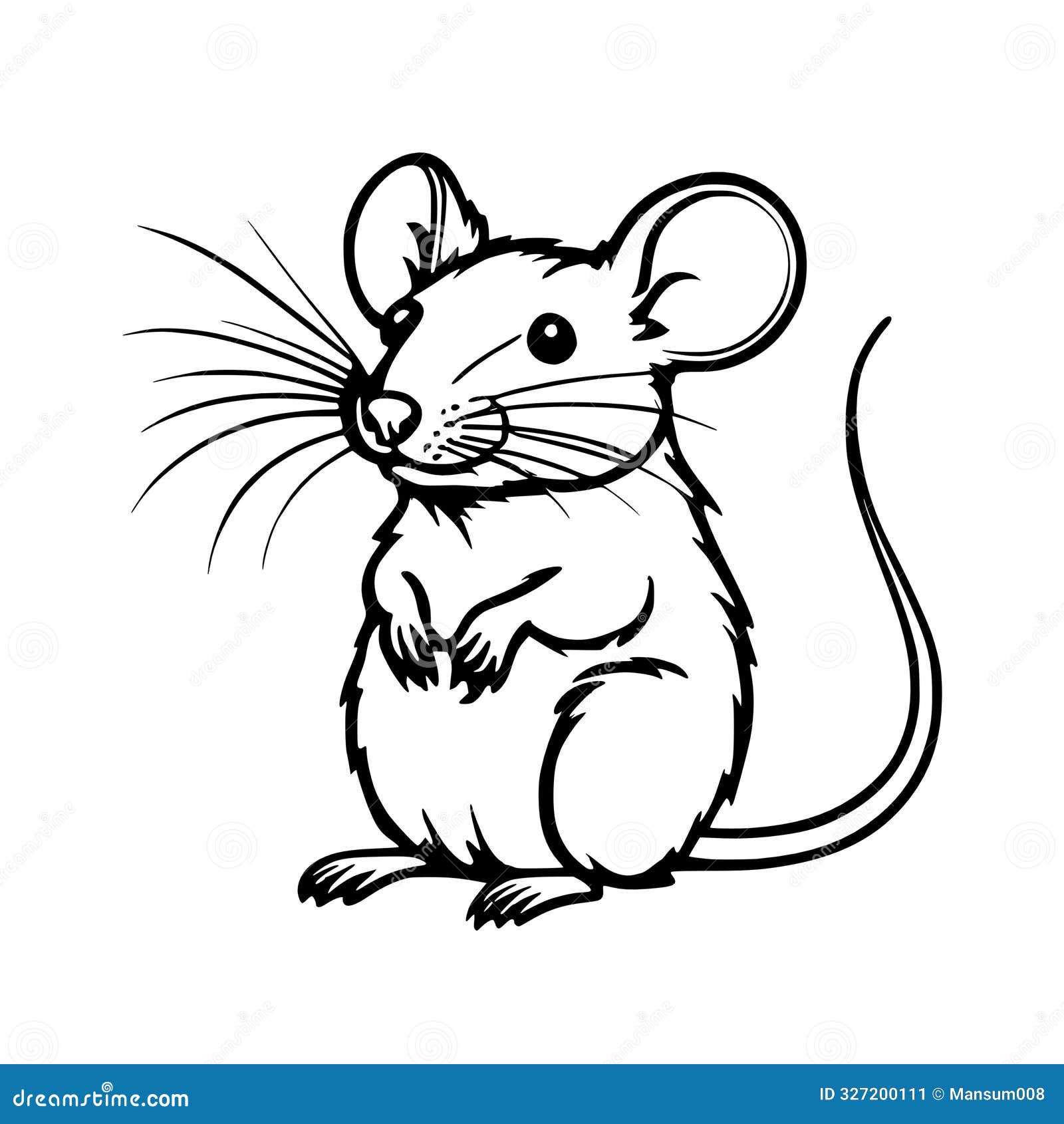Rat Cartoon. Black and White Illustration Stock Illustration ...