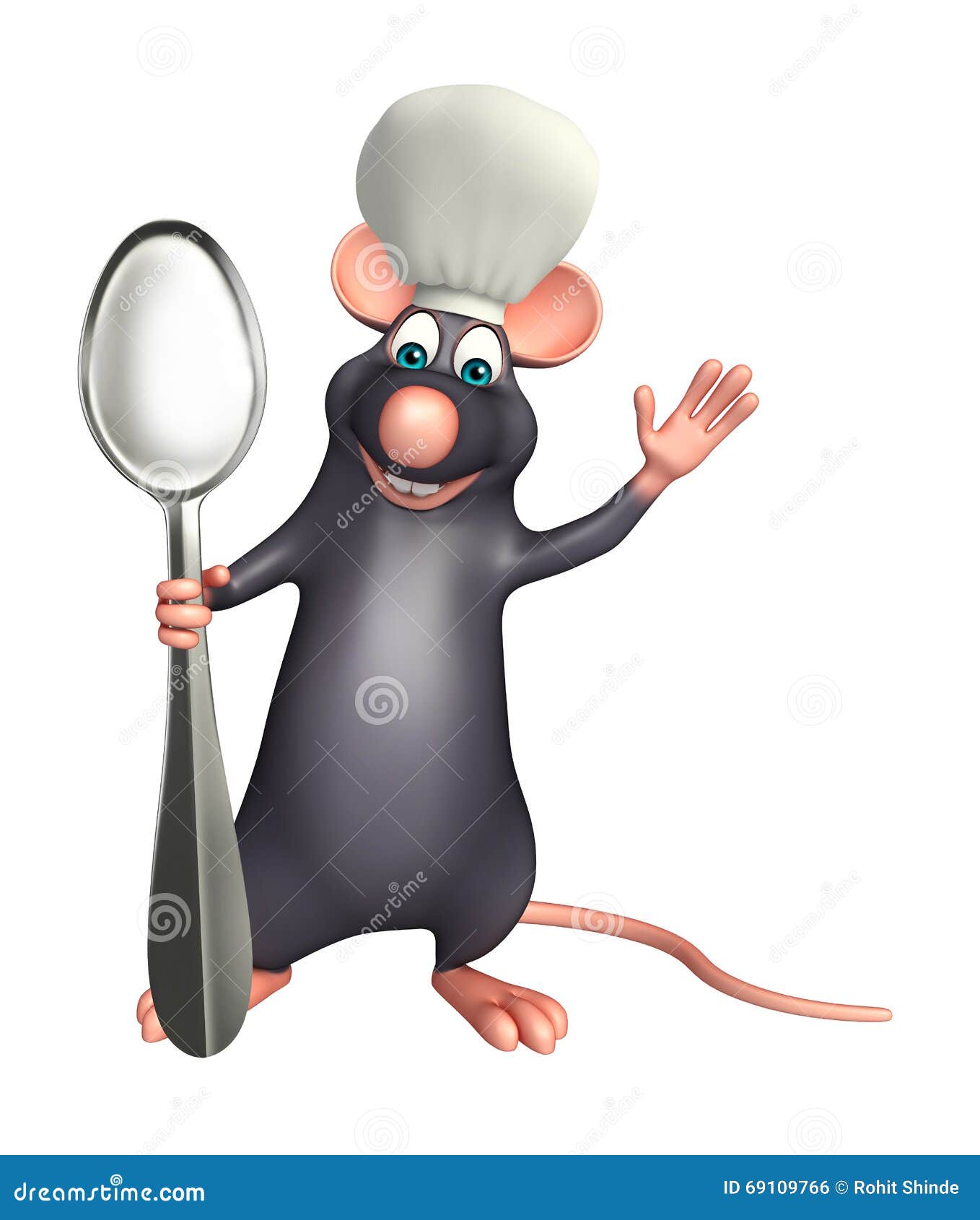 Rat Cartoon Character with Chef Hat and Spoons Stock Illustration ...