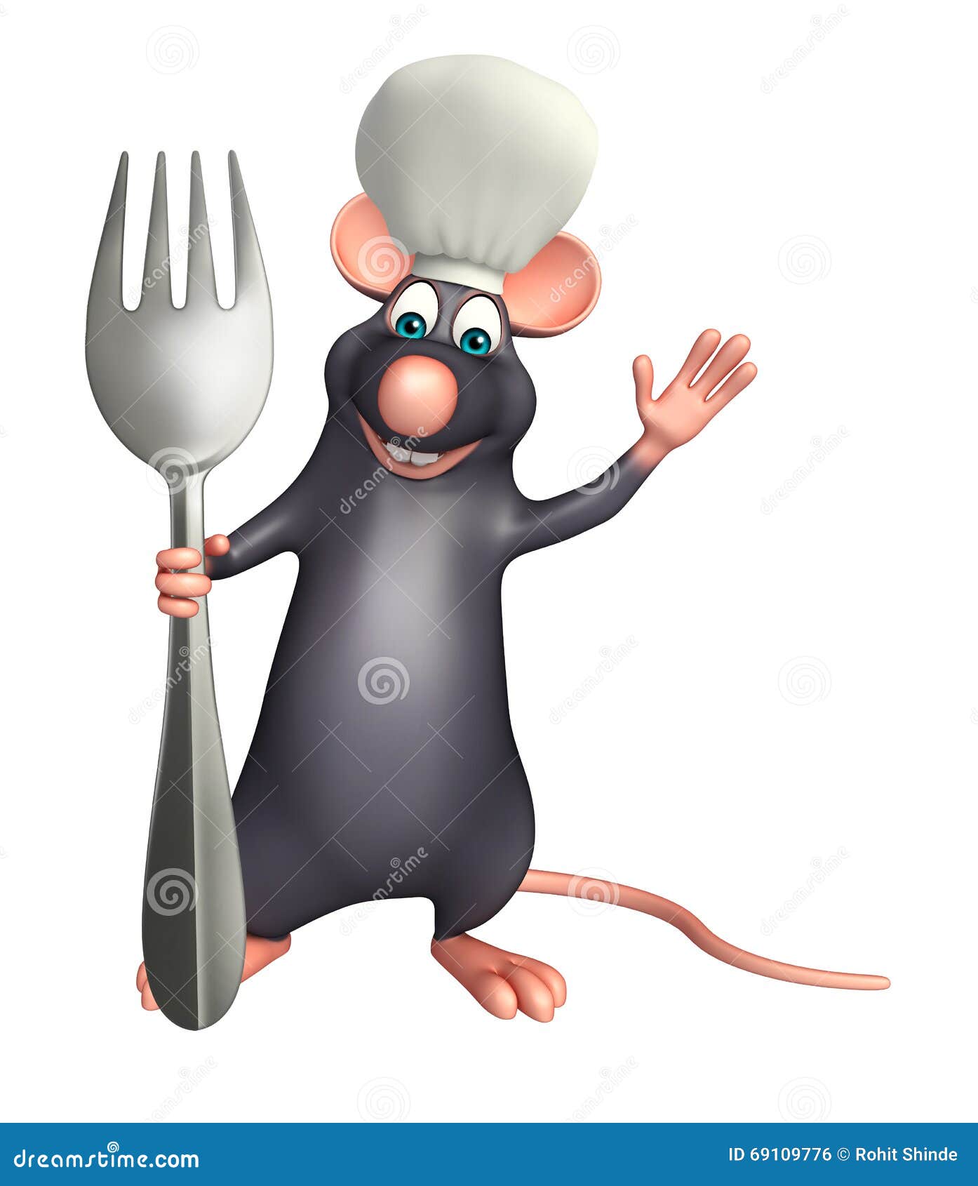 Rat Cartoon Character with Chef Hat and Spoons Stock Illustration ...