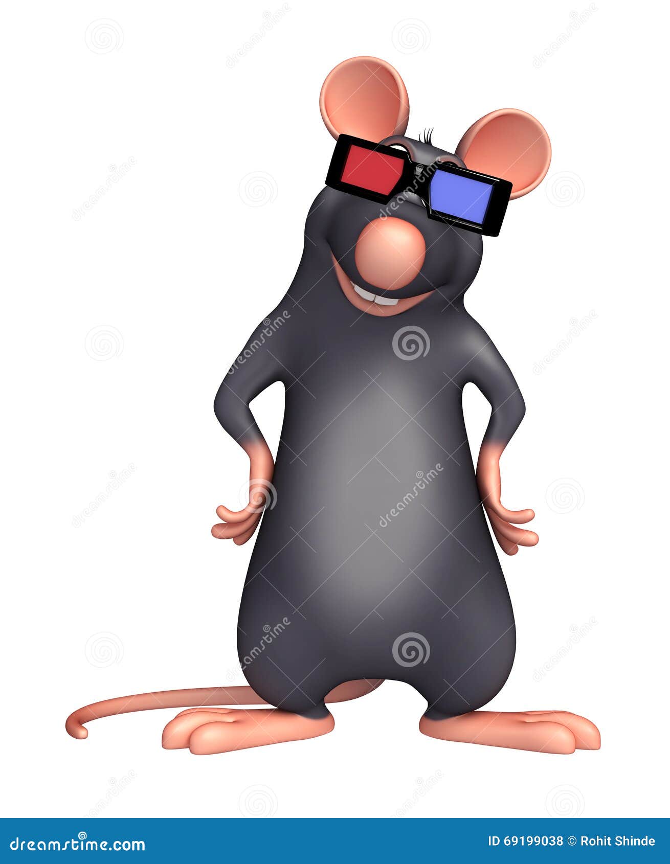 Rat Cartoon Character with 3D Gogal Stock Illustration - Illustration ...