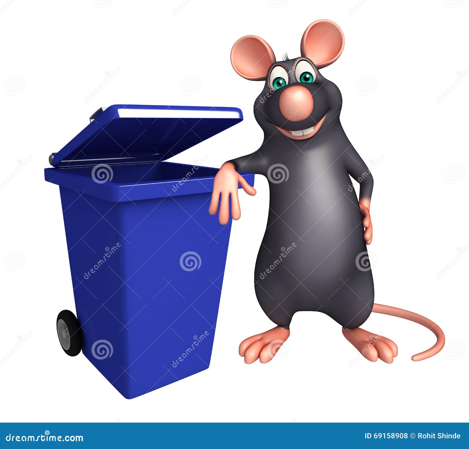 Rat Cartoon Character with Dustbin Stock Illustration - Illustration of ...