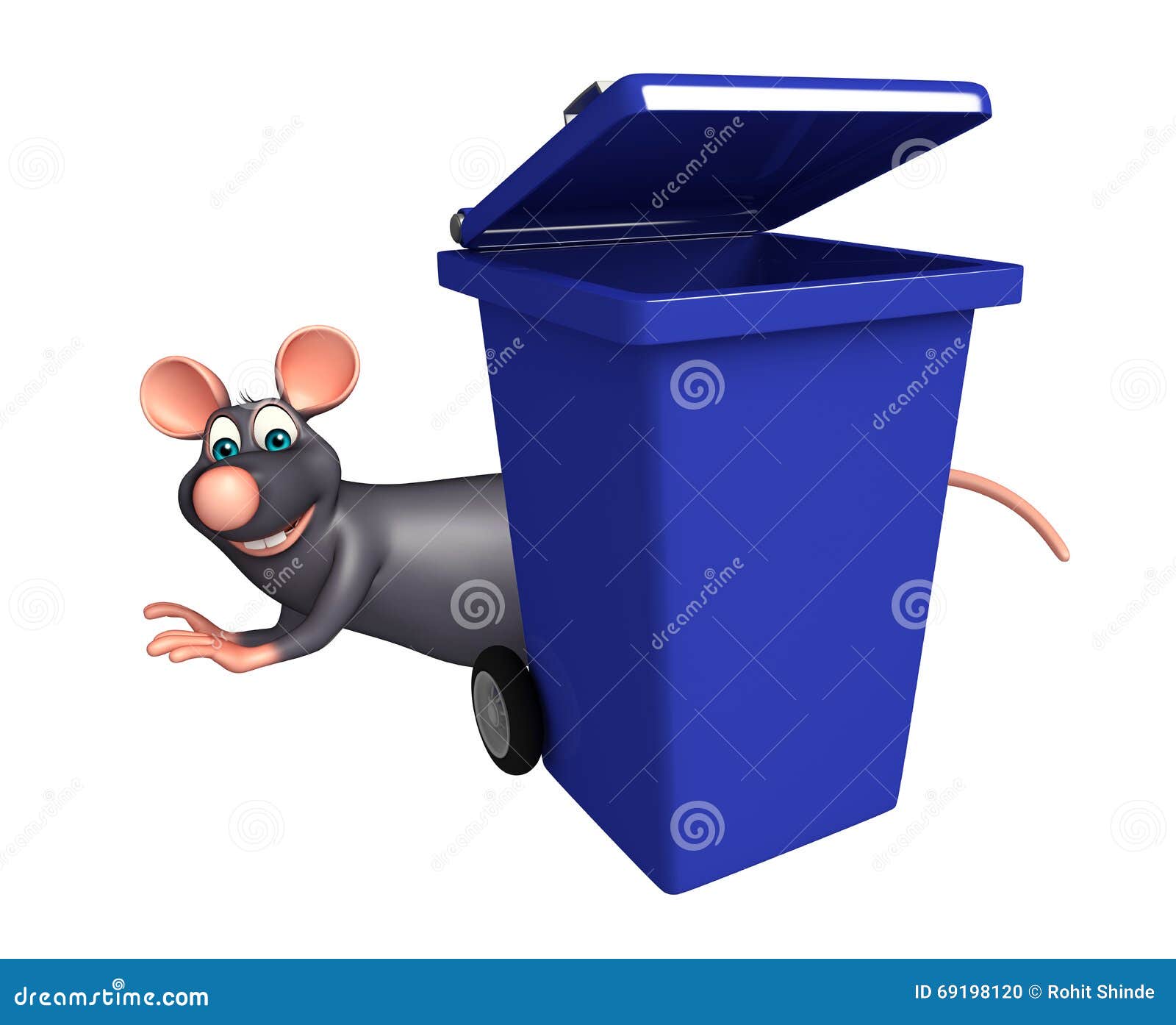 Rat Cartoon Character with Dustbin Stock Illustration - Illustration of ...