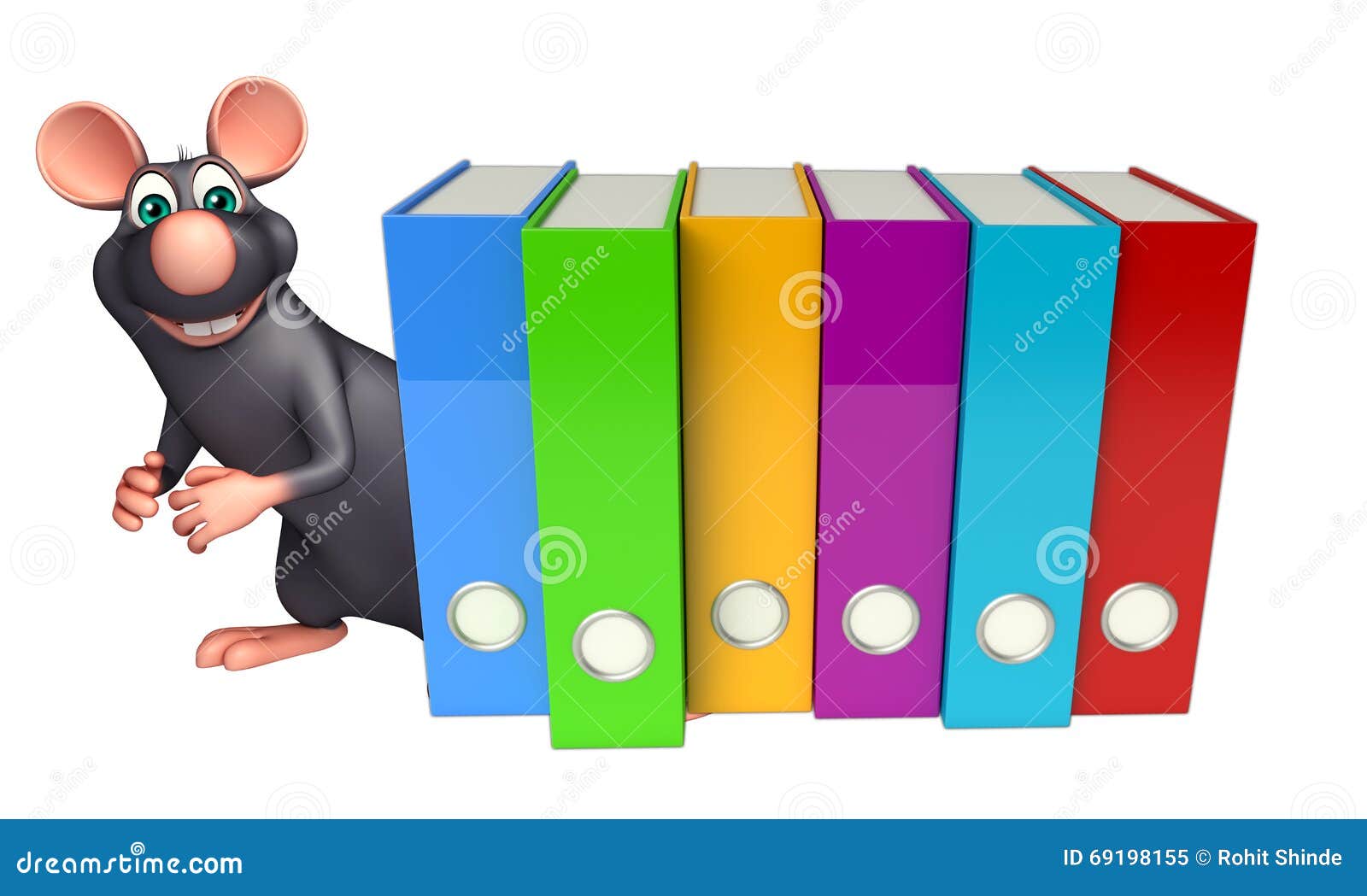 Rat Cartoon Character with Files Stock Illustration - Illustration of ...