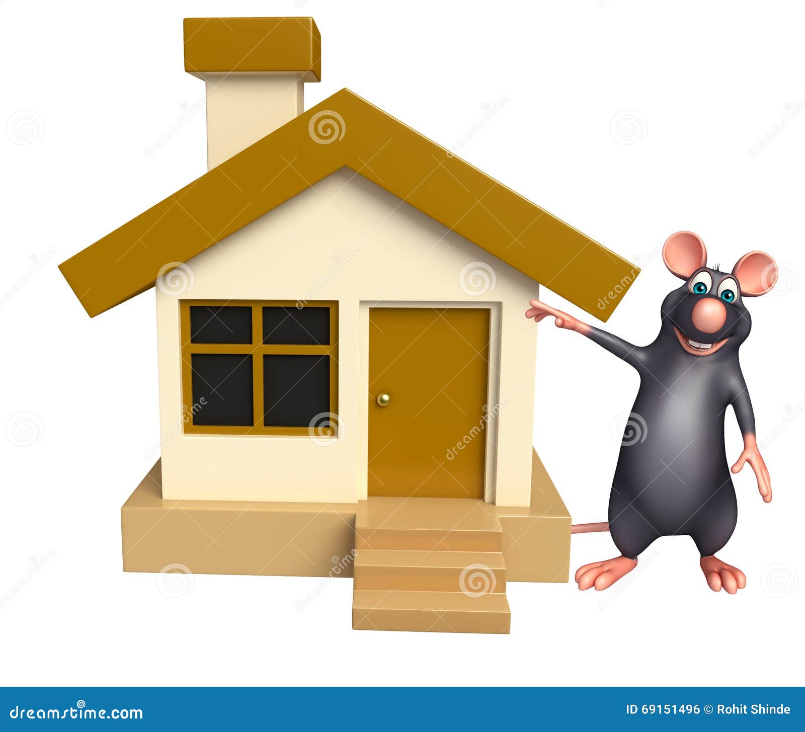 Rat Cartoon Character with Home Stock Illustration - Illustration of ...