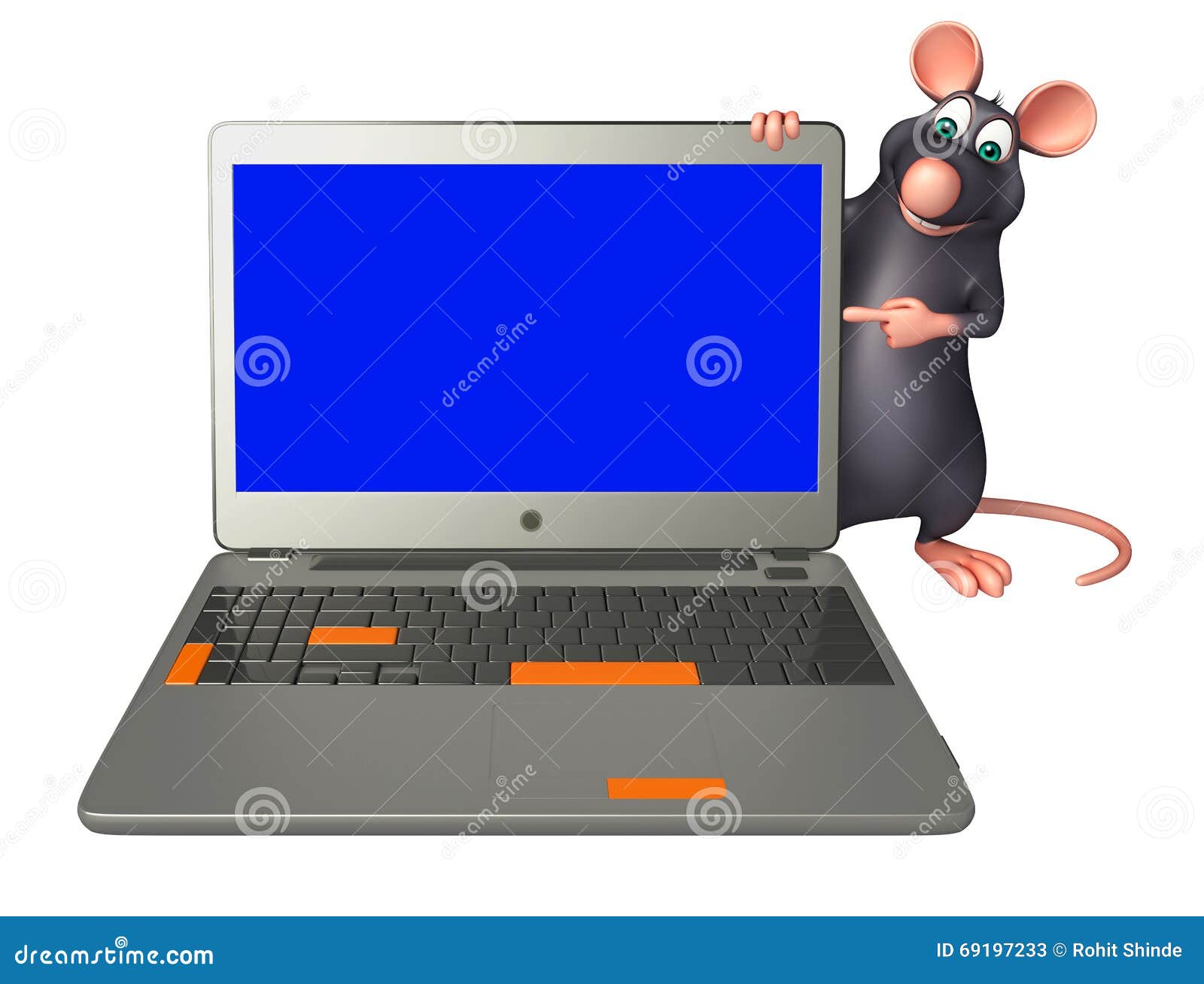 Rat Cartoon Character with Laptop Stock Illustration - Illustration of ...
