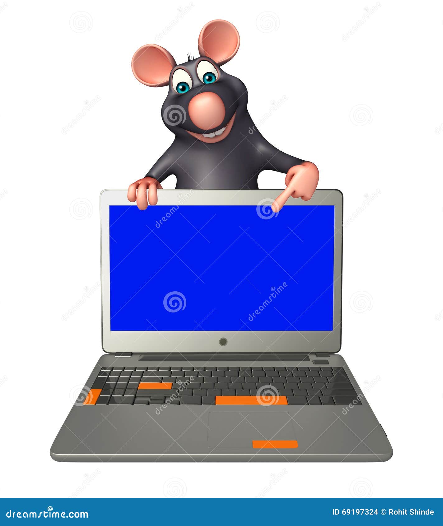 Rat Cartoon Character with Laptop Stock Illustration - Illustration of ...