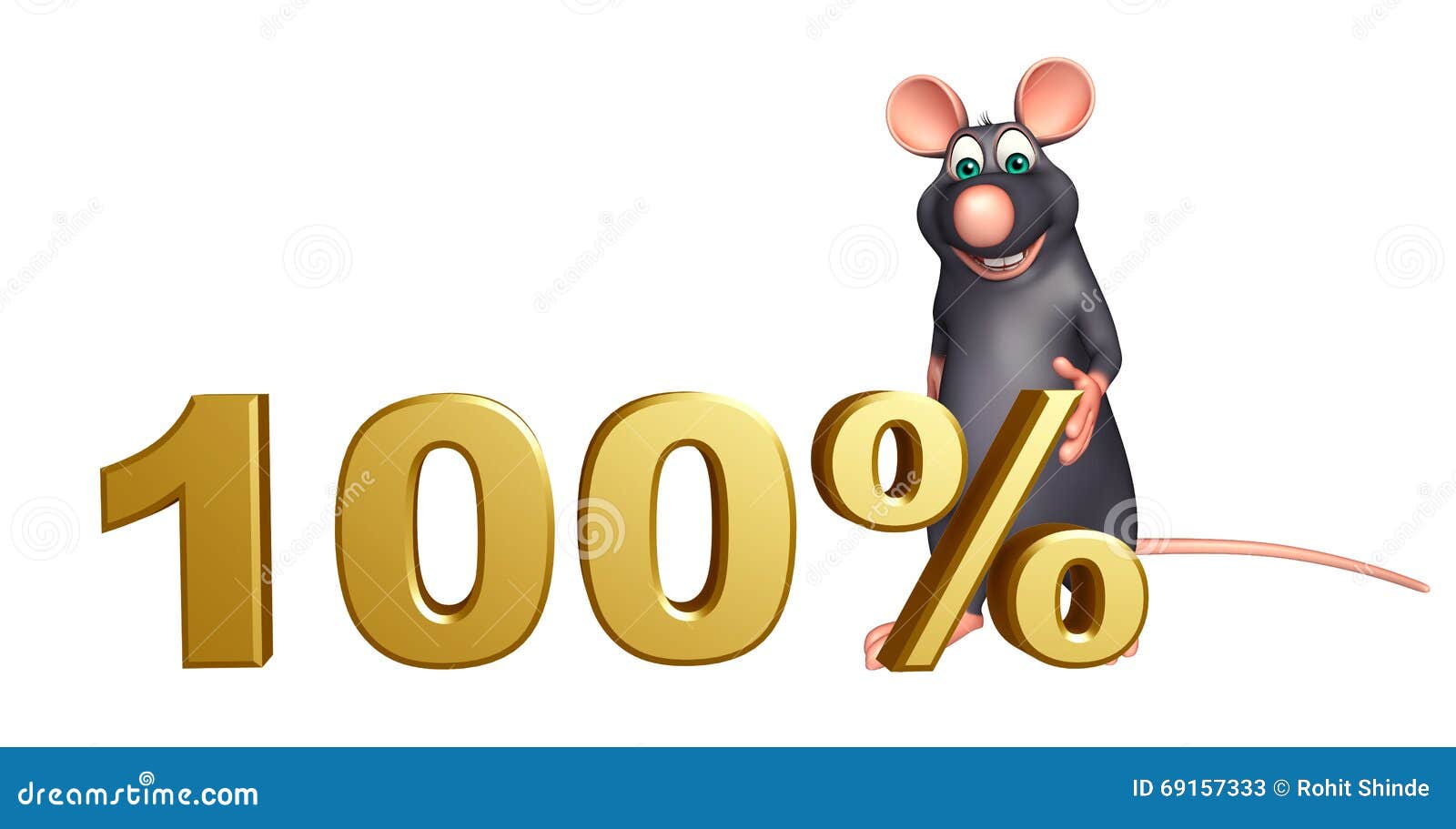 Rat Cartoon Character with 100 Sign Stock Illustration - Illustration ...