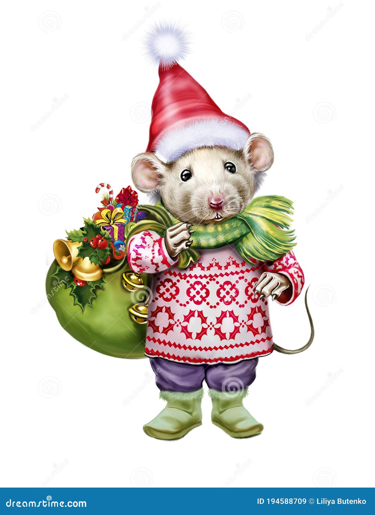 Rat Dans Le Costume Du Père Noël Illustration Stock Illustration Du Hiver Masculin 194588709