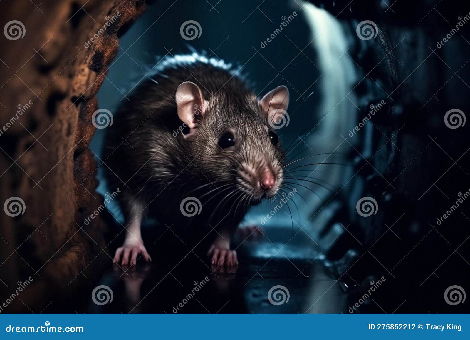 Rat in a drain system stock illustration. Illustration of sniffing ...