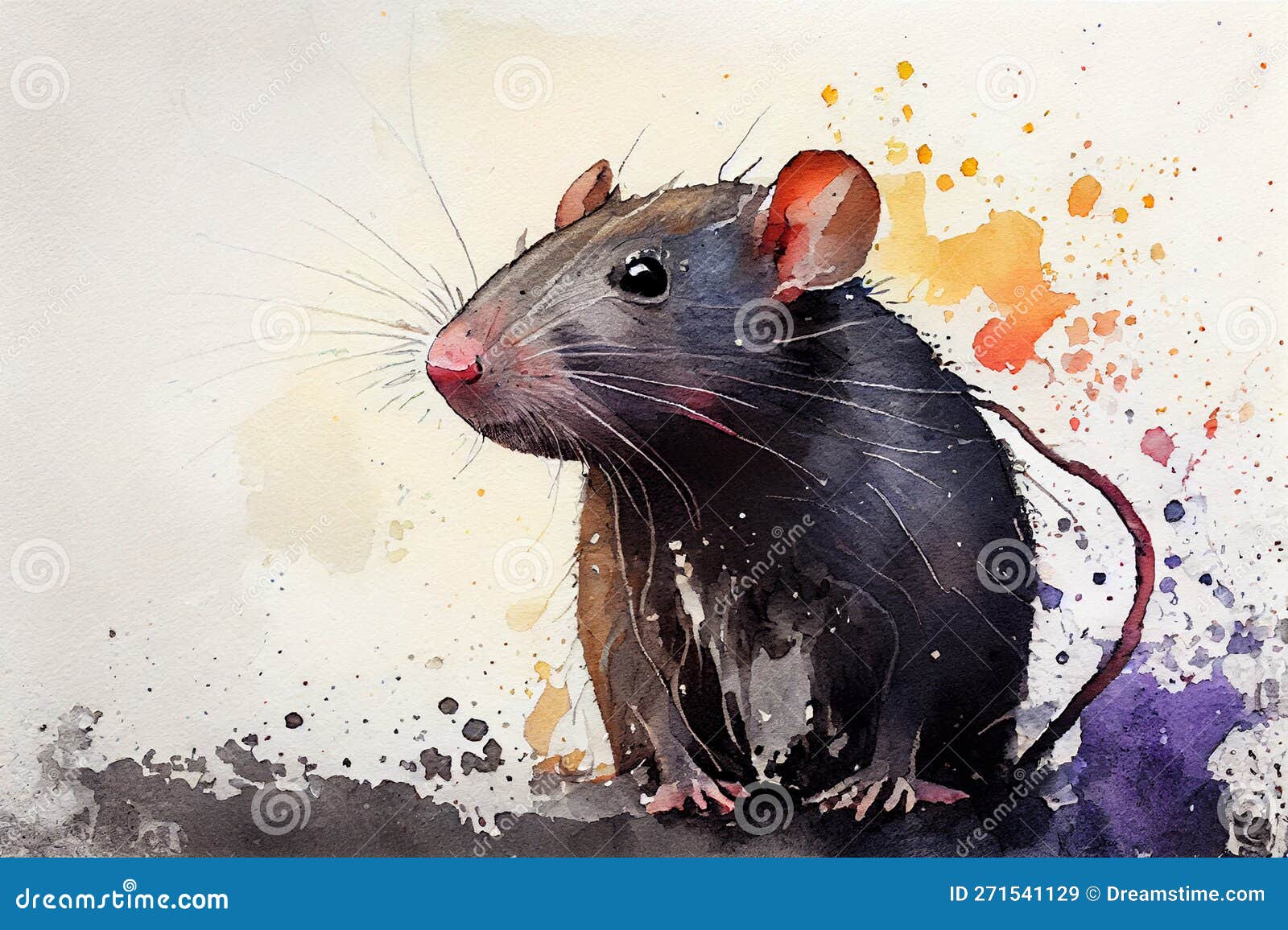 Rat Drawing with Bit of Watercolour Stock Illustration - Illustration ...