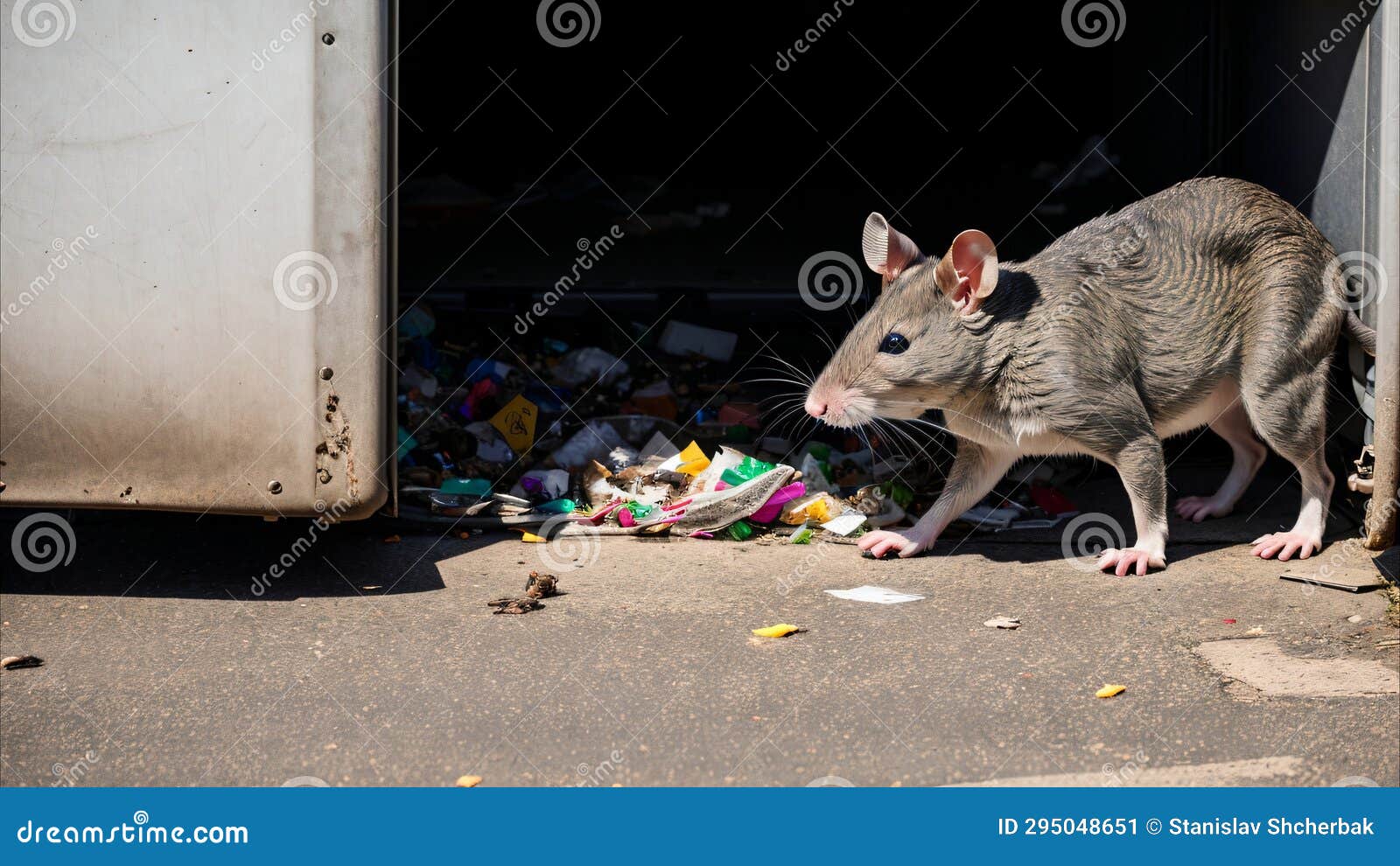 A Rat at the Dumpster. Scattered Garbage. Stock Illustration ...