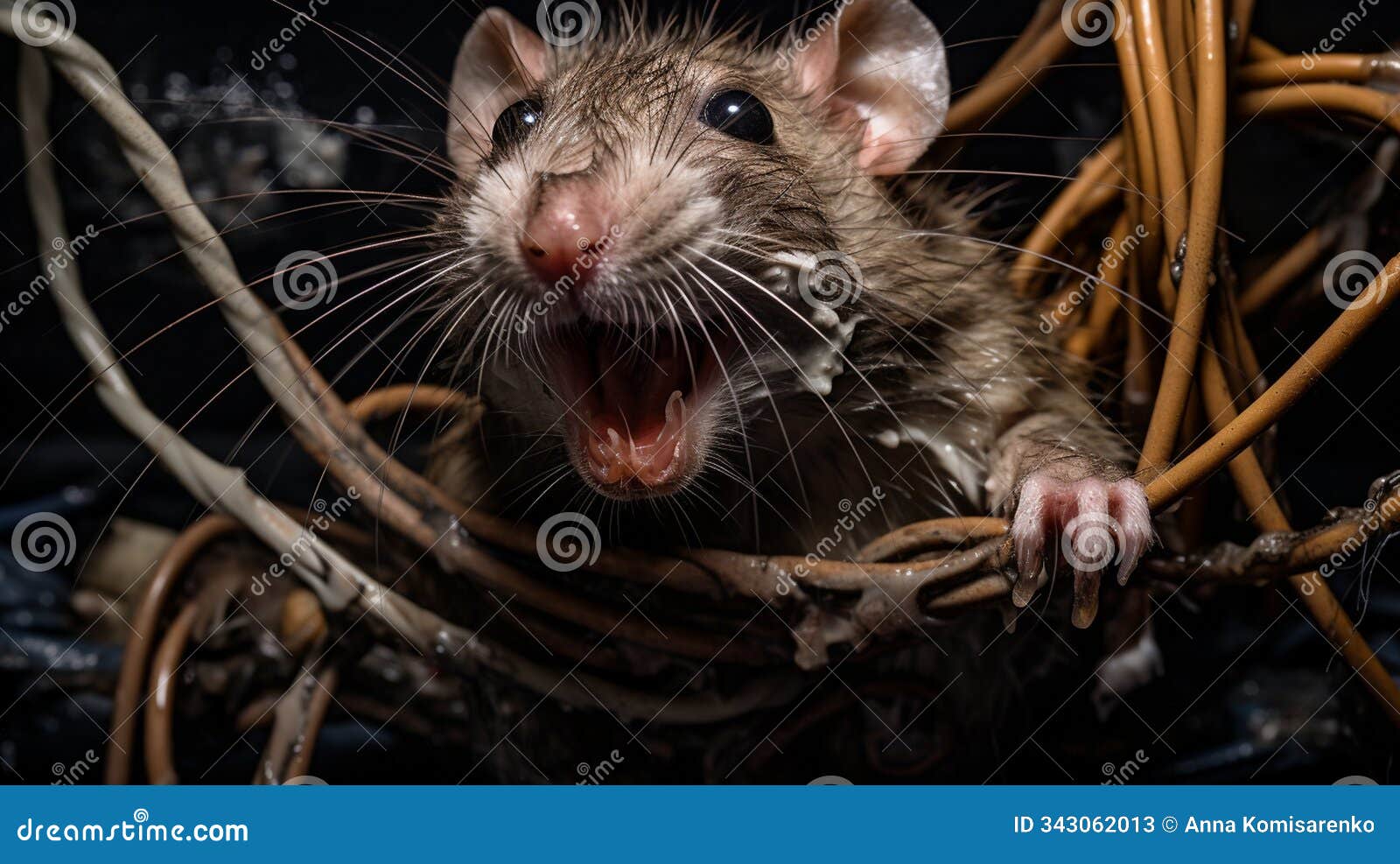The Rat Eats and Bites the Wiring Cable Stock Image - Image of damaged ...
