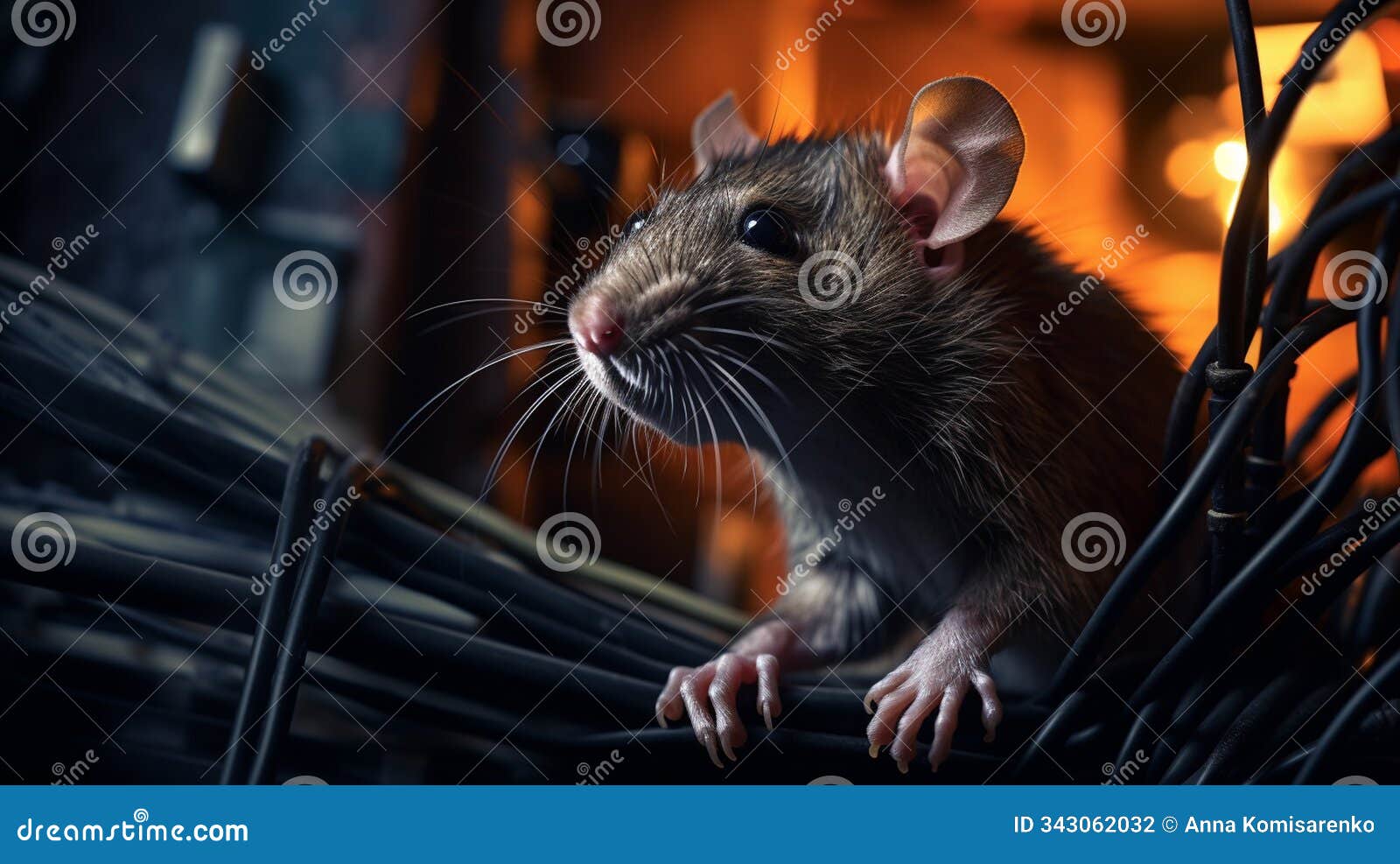 The Rat Eats and Bites the Wiring Cable Stock Photo - Image of control ...