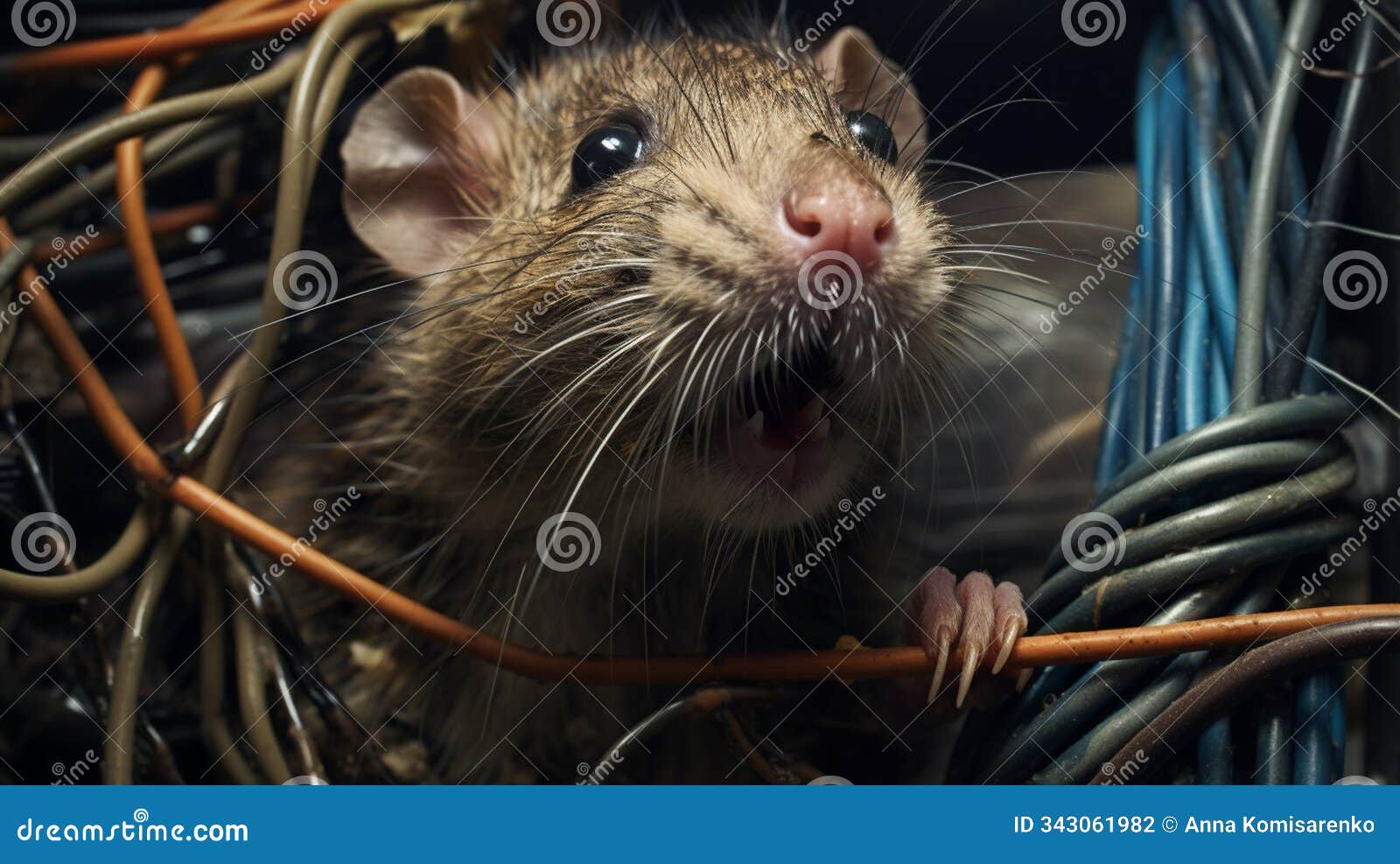 The Rat Eats and Bites the Wiring Cable Stock Photo - Image of damaged ...