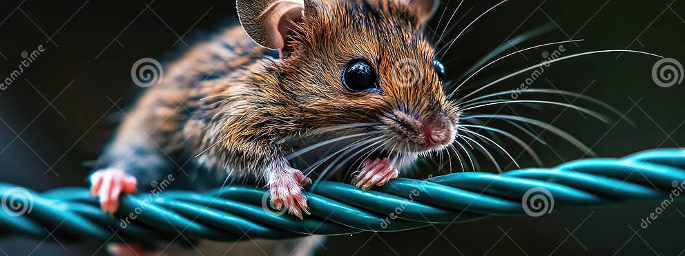 The Rat Eats and Bites the Wiring Cable Stock Image - Image of isolated ...