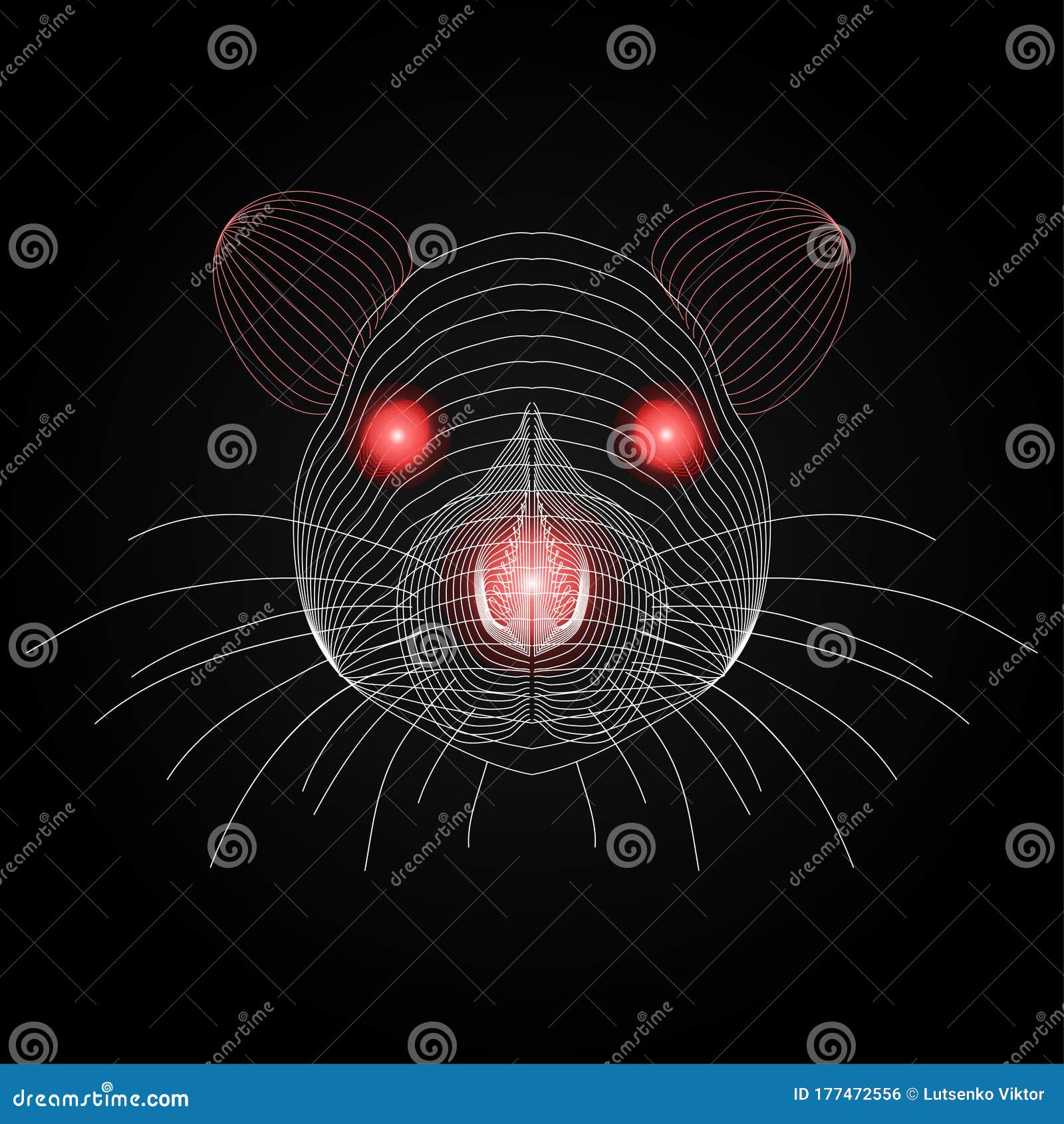 Fun Rat Face X-ray with Red Luminous Eyes Stock Illustration ...