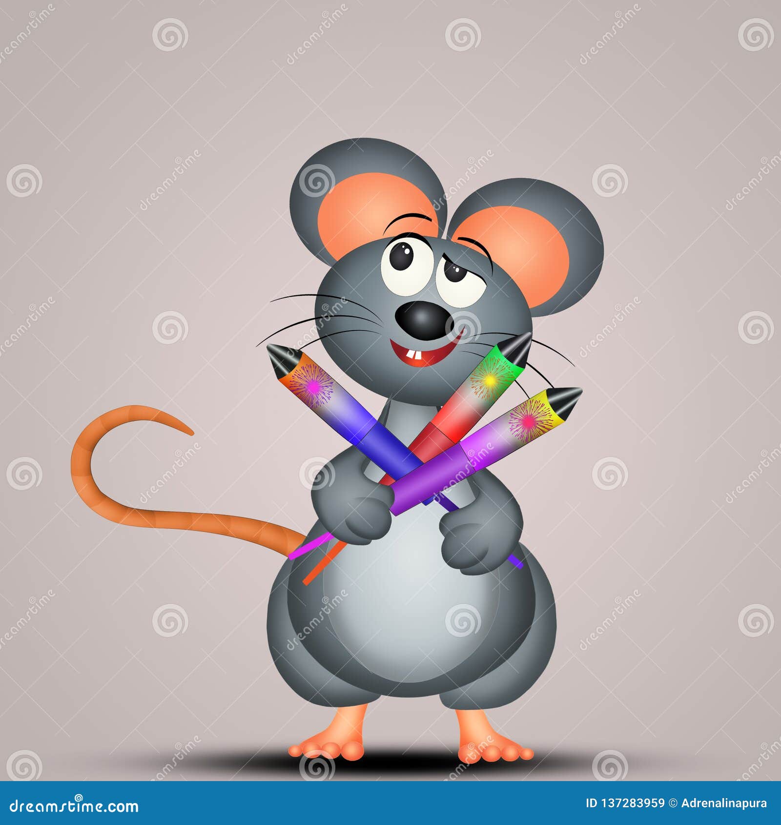 Rat with Fireworks Explosion Stock Illustration - Illustration of ...