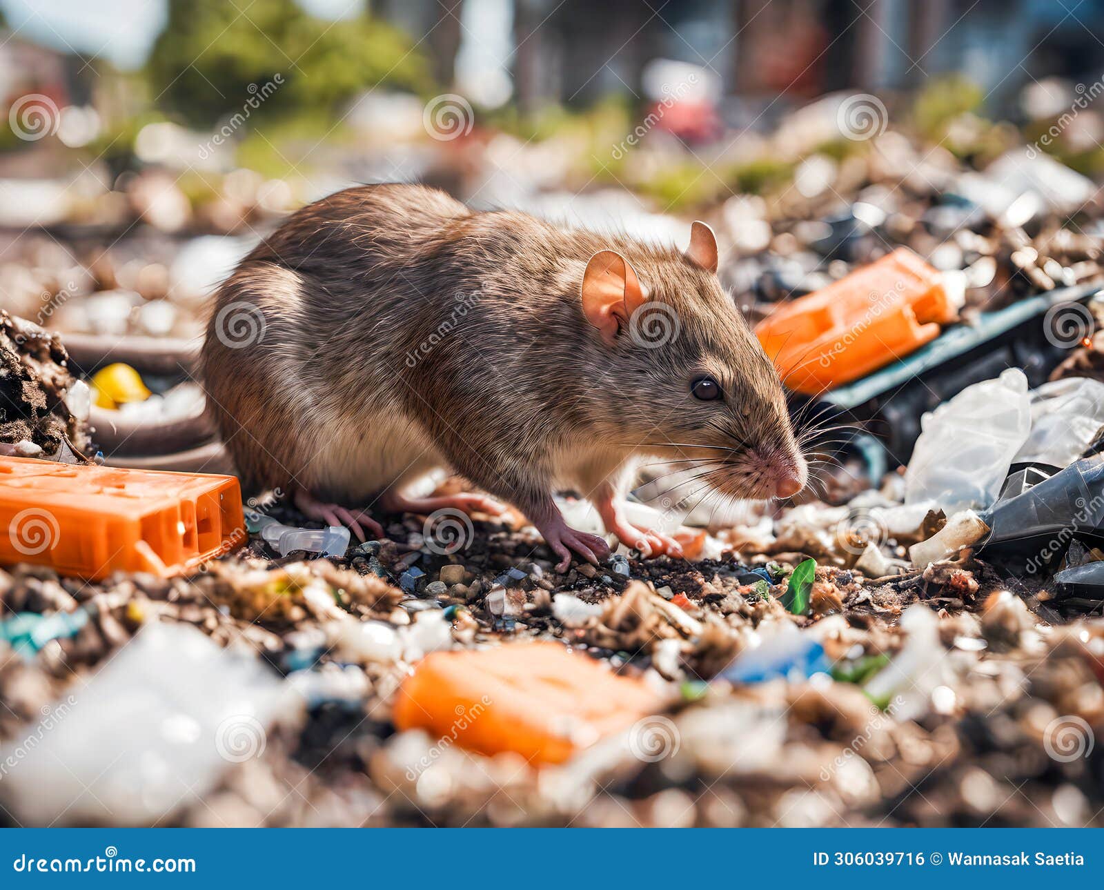 Rat on a garbage dump. stock illustration. Illustration of environment ...