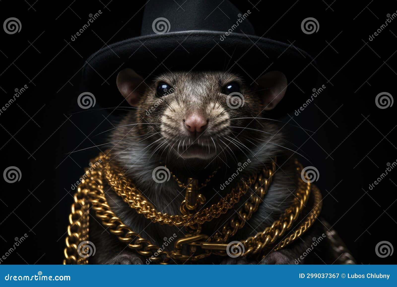 A Rat in a Hat and with Golden Chains Stock Illustration - Illustration ...