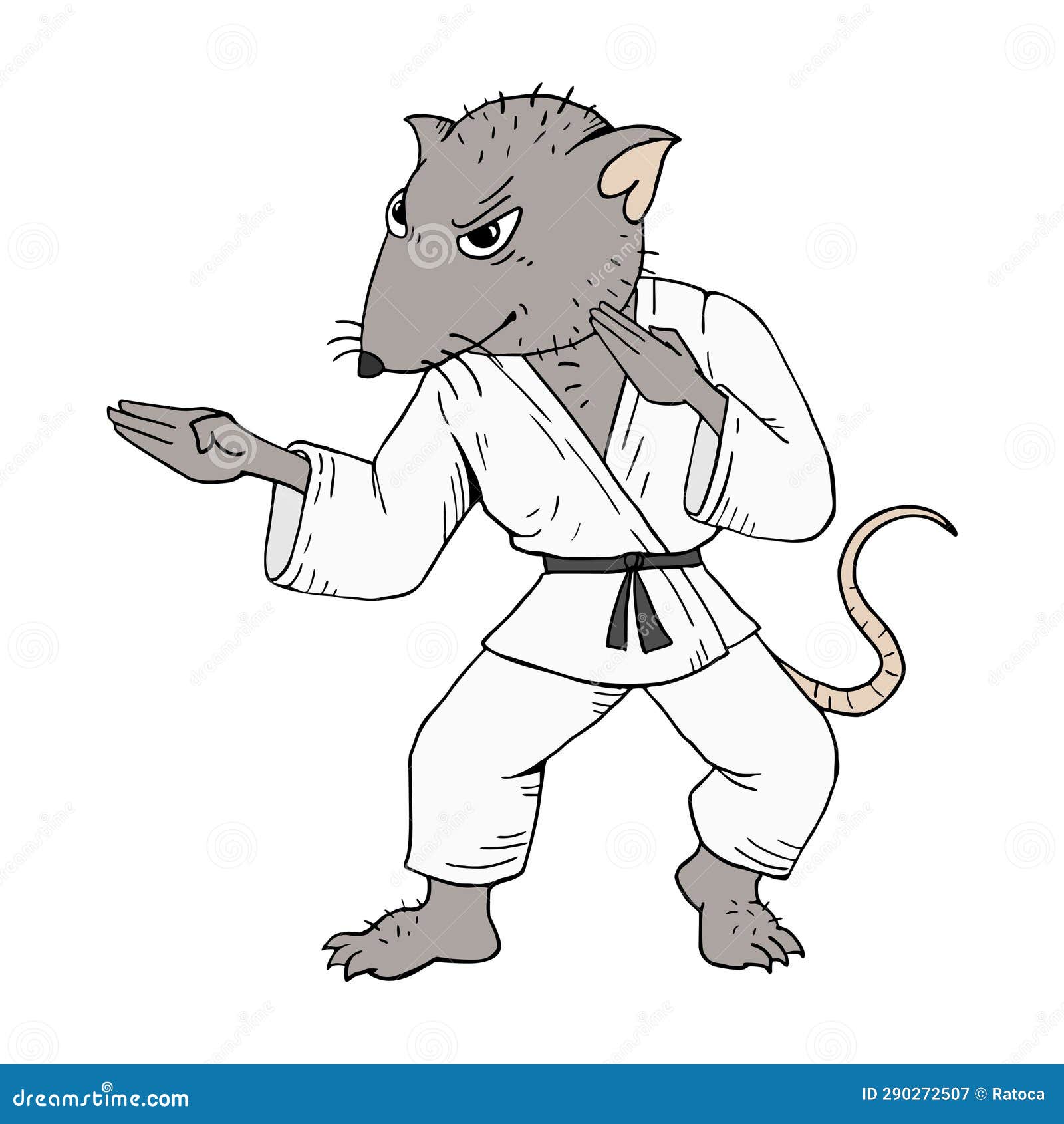 Rat karate fighter stock vector. Illustration of power - 290272507